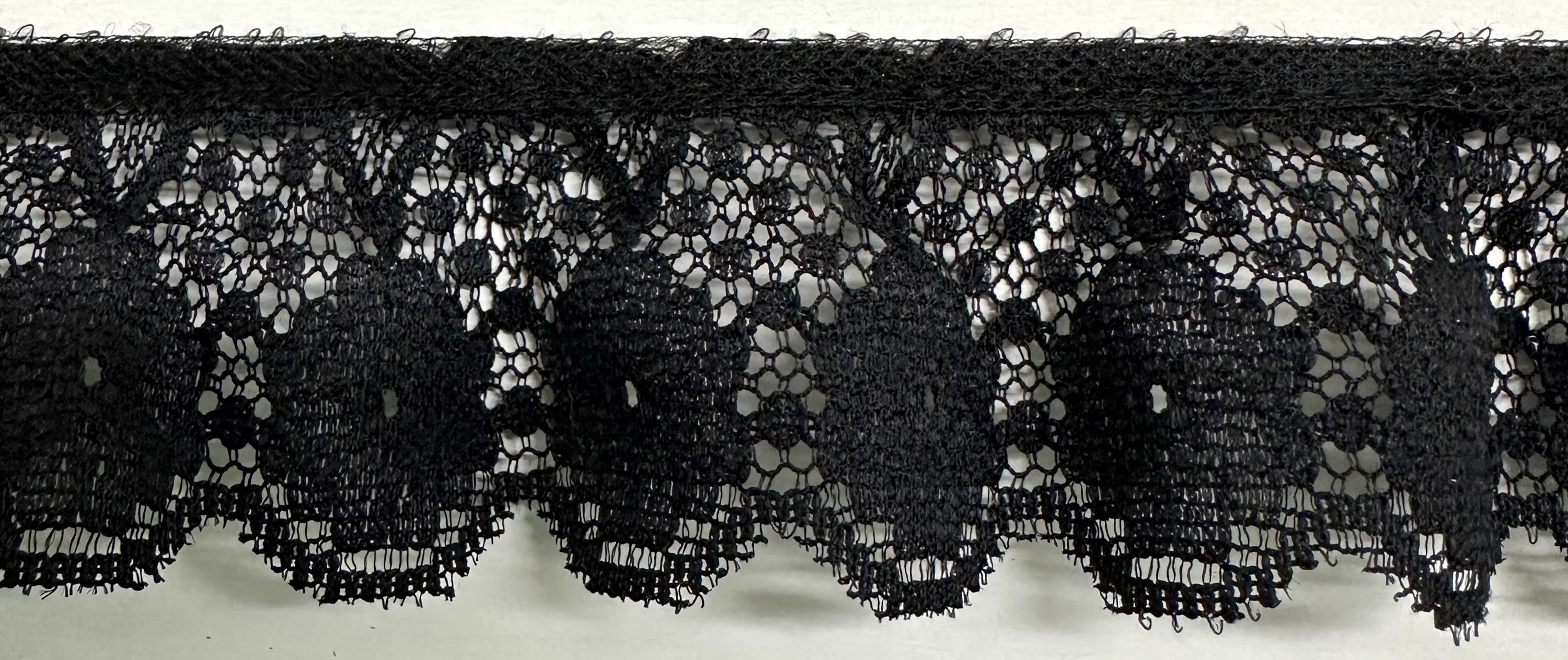1-3/4" Ruffled Gathered Lace Trimming - 12 Yards! - Color: Black ...