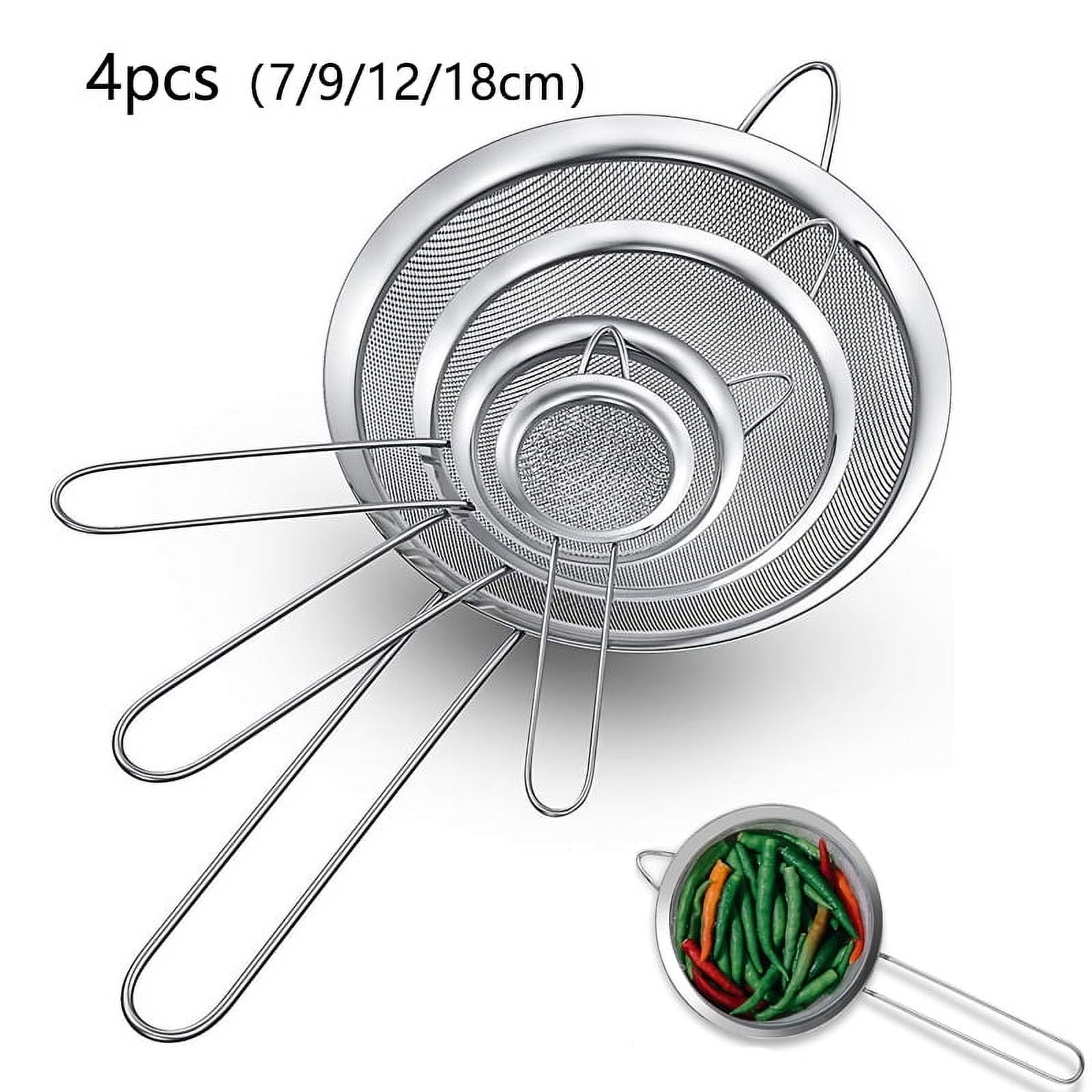 1/3/4Pcs/Set Stainless Steel Wire Fine Mesh Oil Strainer Flour Colander ...