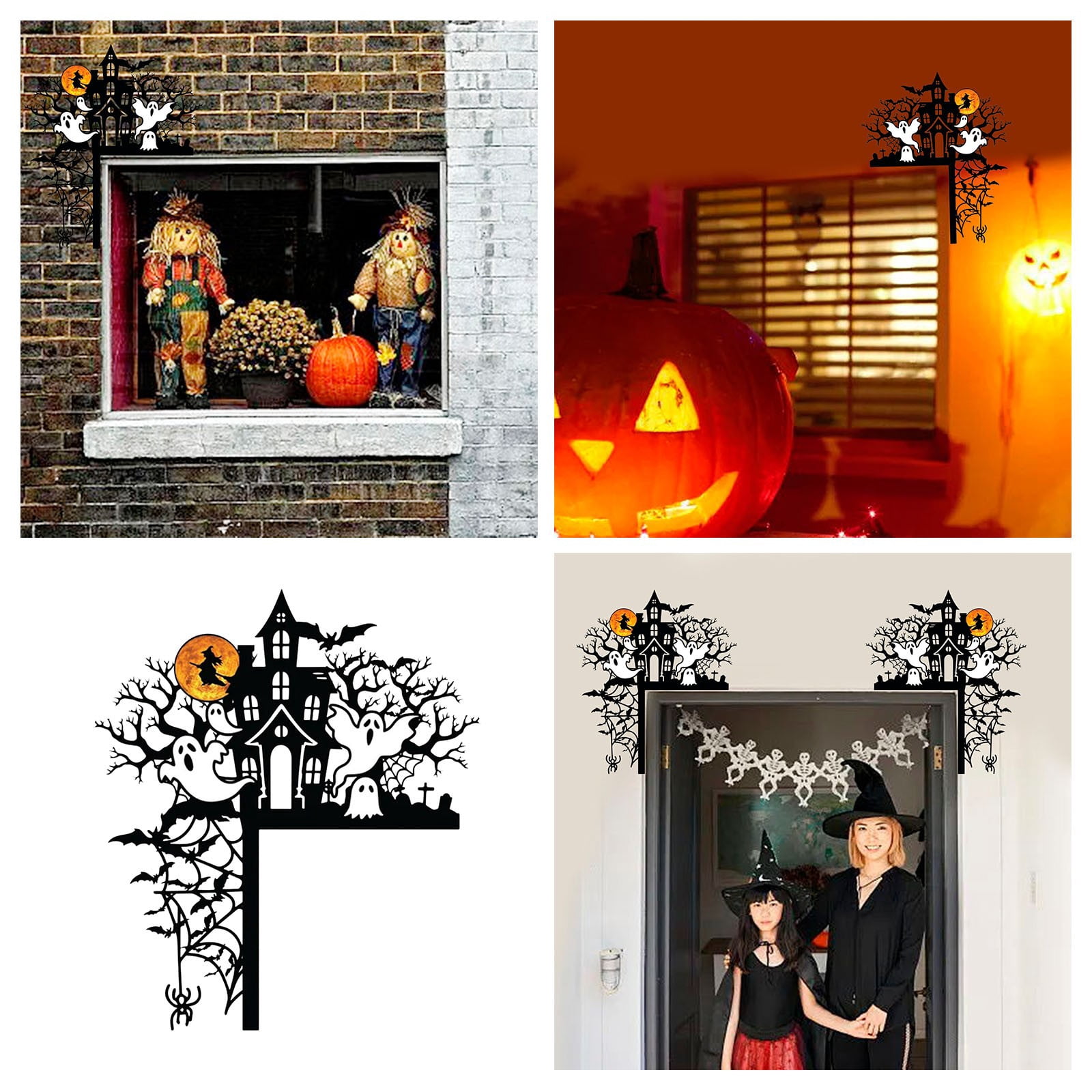1/3/5Pcs Halloween Door Corner Metal Sign,Fun GhostSilhouette Door ...
