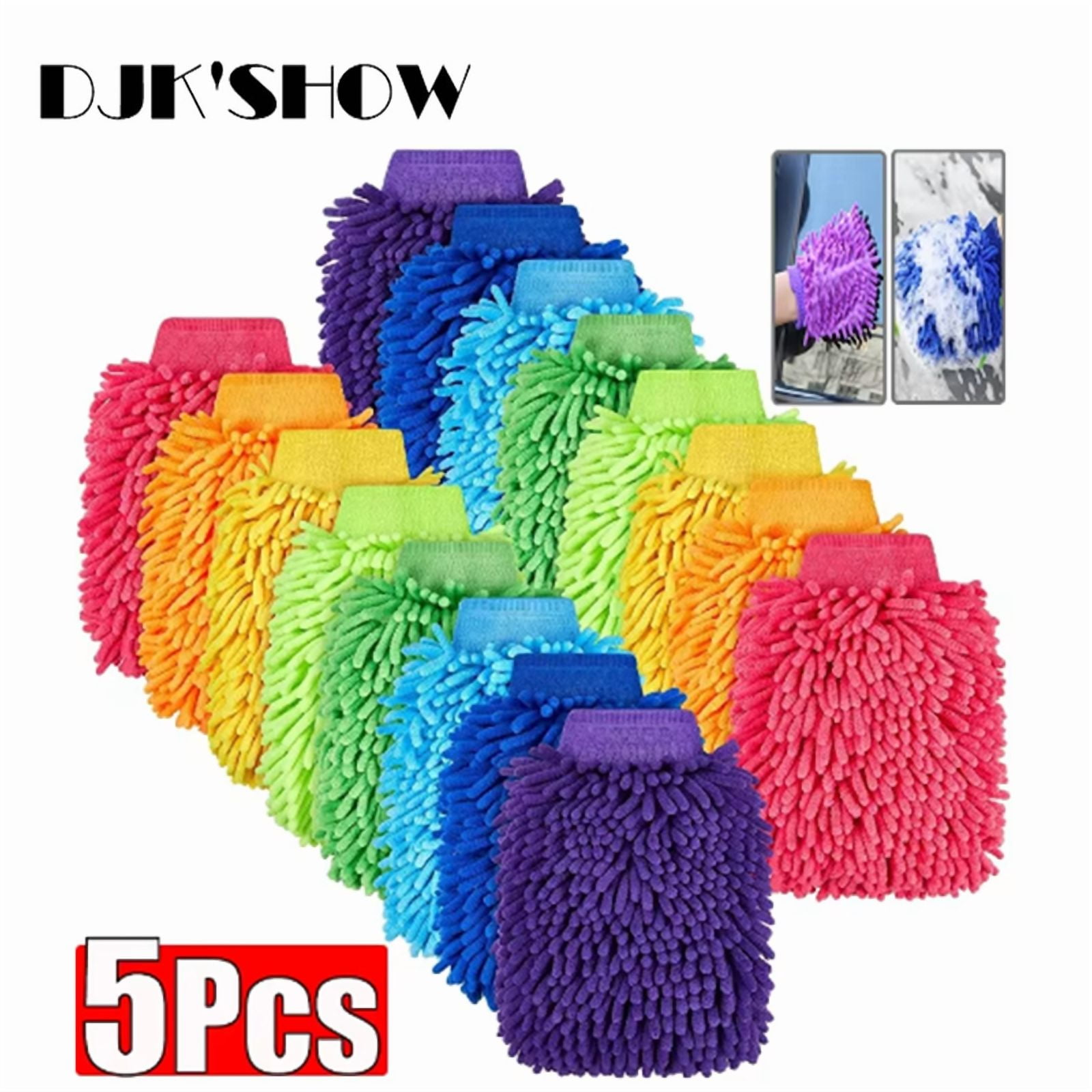 1/3/5pcs Microfiber Car Wash Gloves Auto Single-Side Ultra Absorbent ...