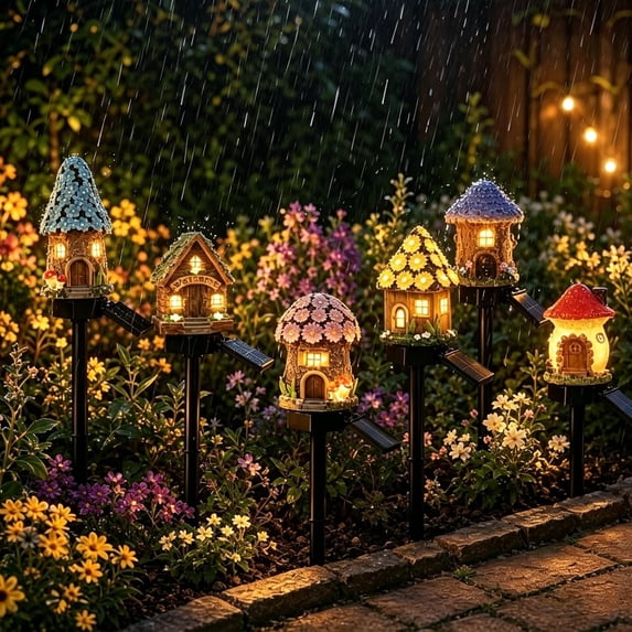 1/3/6/12PCS Solar Fairy-Tale Mushroom Cottage Garden Light, Waterproof ...