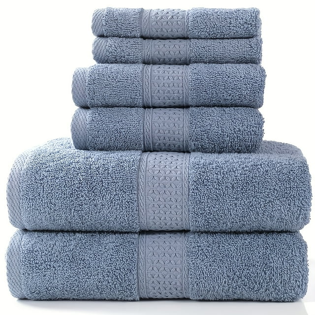 1/3/6pcs Bath Towel Washcloth Cotton Towel Set, Solid Color Soft ...