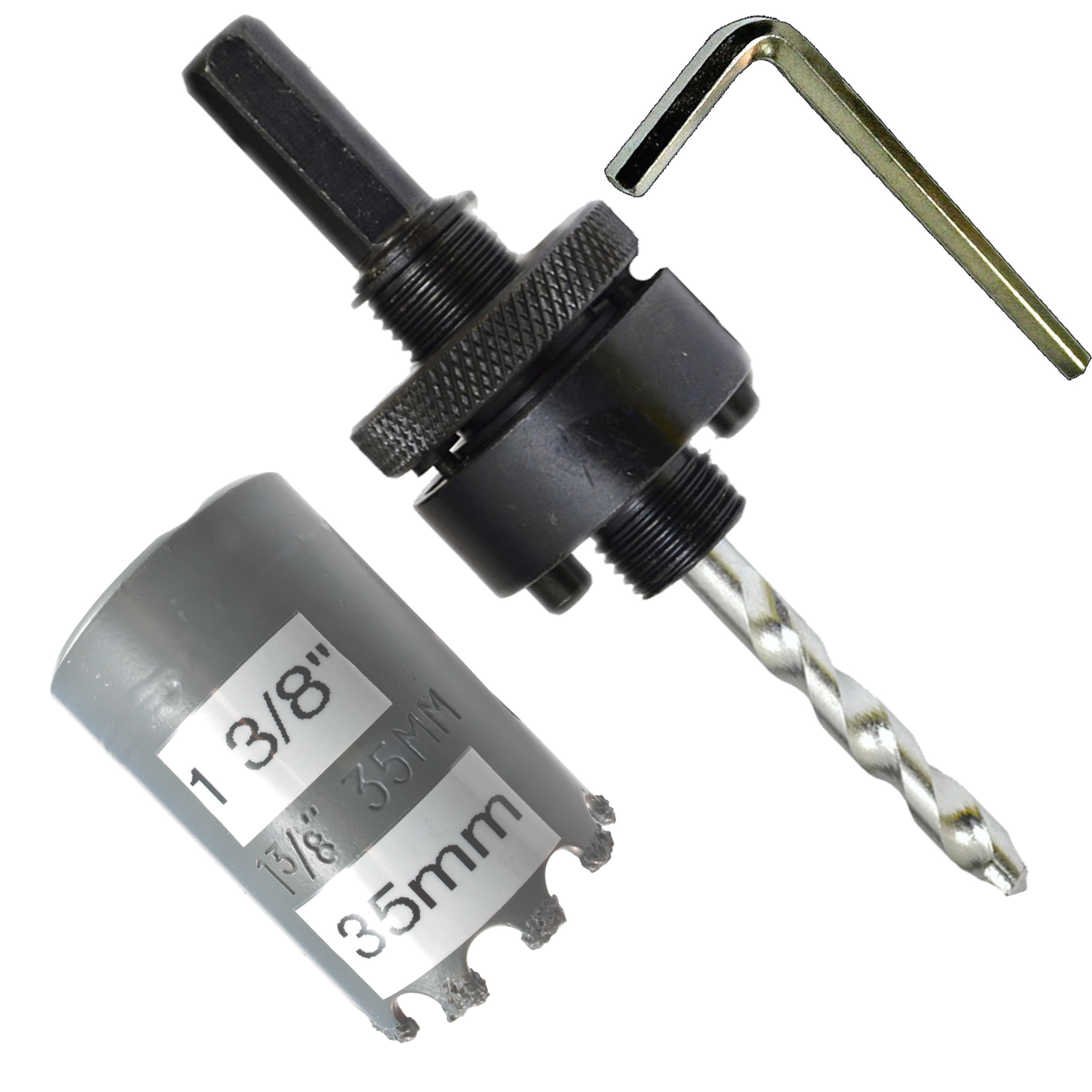 1 3/8 Inch Carbide Hole Saw Kit includes 35mm Tungsten Hole Saw 7/16 ...