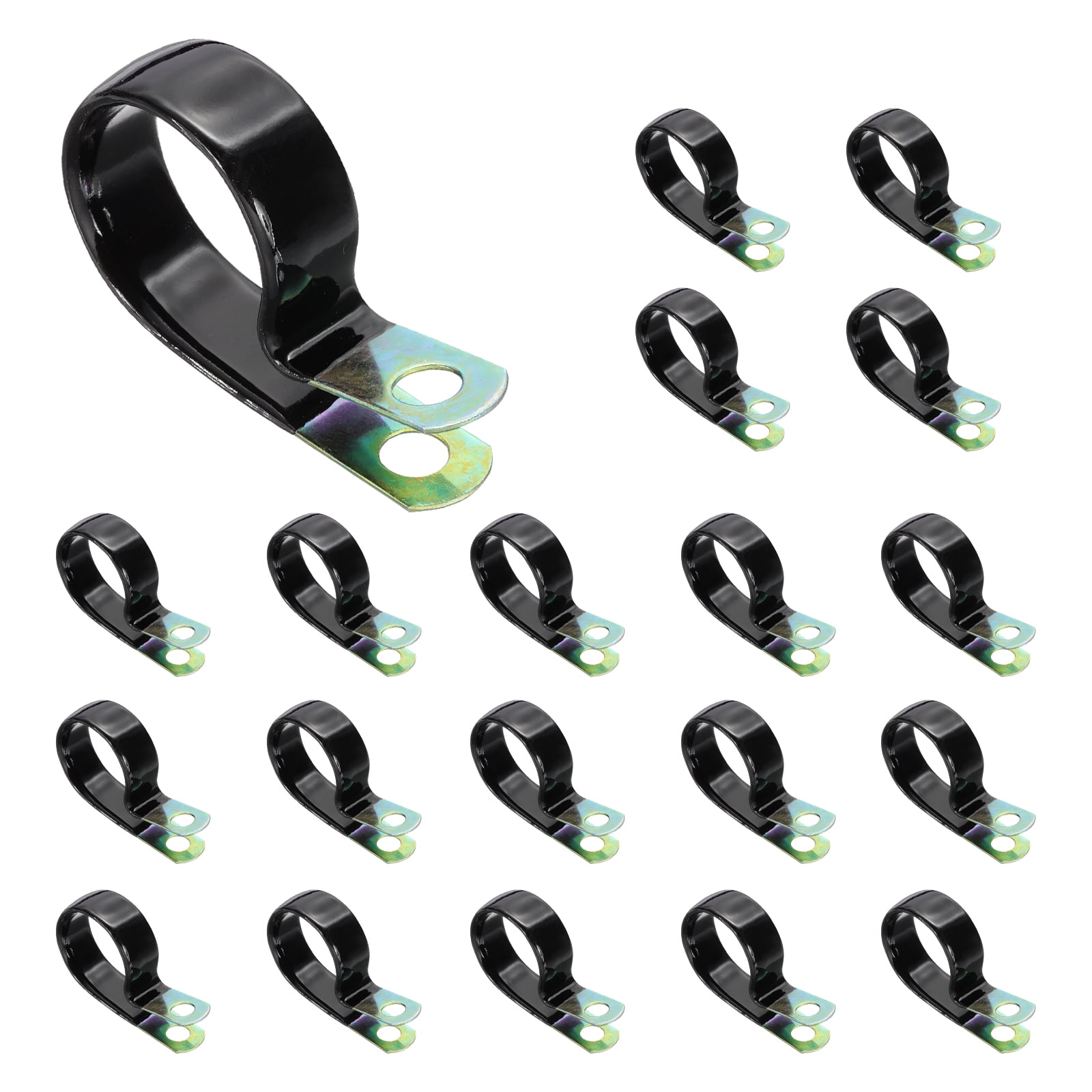 1-3/8 Inch Vinyl Coated Cable Clamps Galvanized Steel Metal Clips Black ...