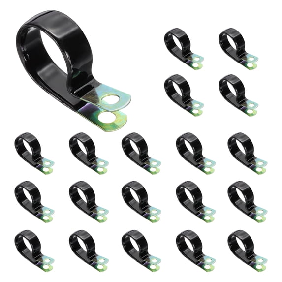 1-3/8 Inch Vinyl Coated Cable Clamps Galvanized Steel Metal Clips Black ...