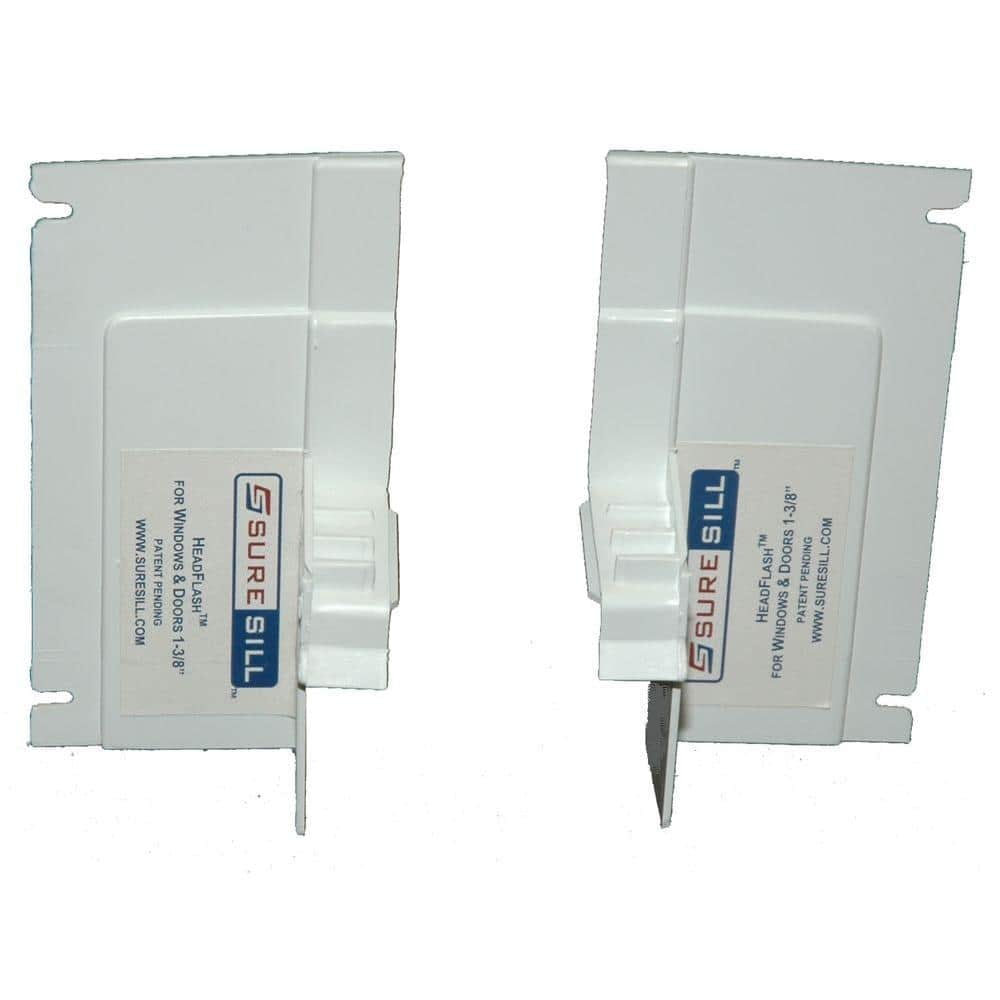 1-3/8 in. White PVC End Caps for SureSill Sloped Head Flashing (Pair ...
