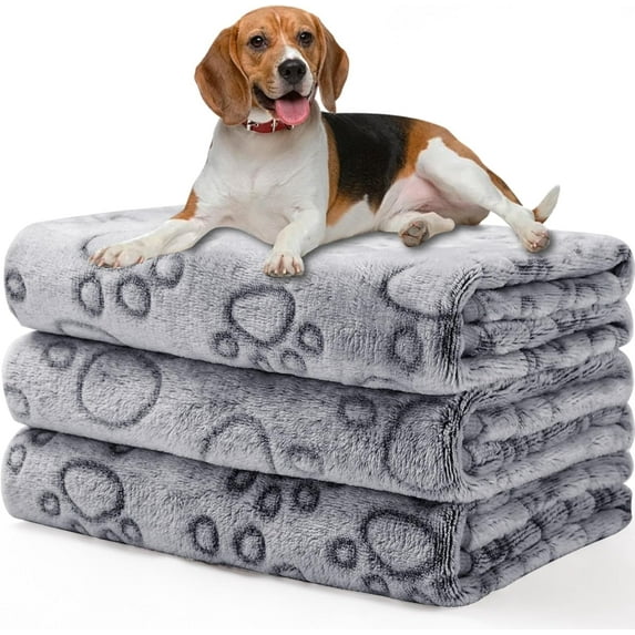 1 3 Blankets Fluffy Fleece Pet Blanket Flannel Paw Printed Throw for ...