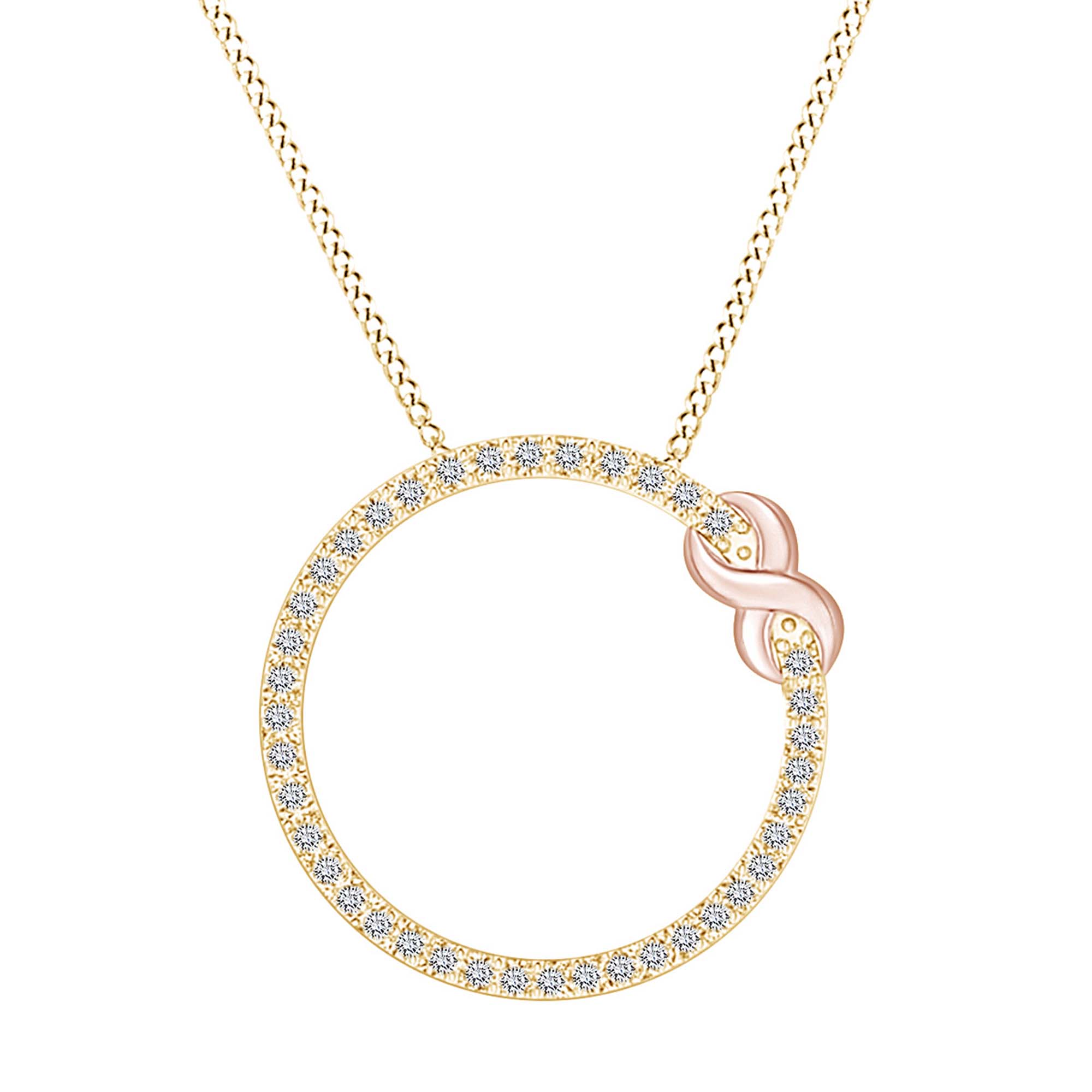 AFFY 1/3 Carat CT White Natural Diamond Two Tone Circle Infinity ...