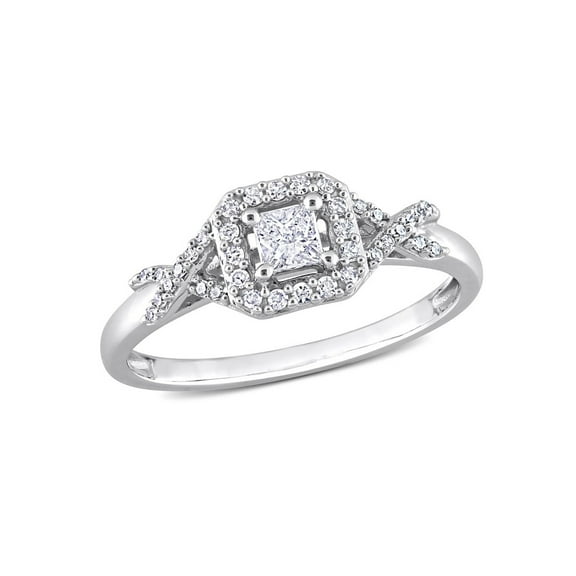 1/3 Carat (Ctw H-I, I2-I3) Diamond Cluster Engagement Ring in 10K White ...
