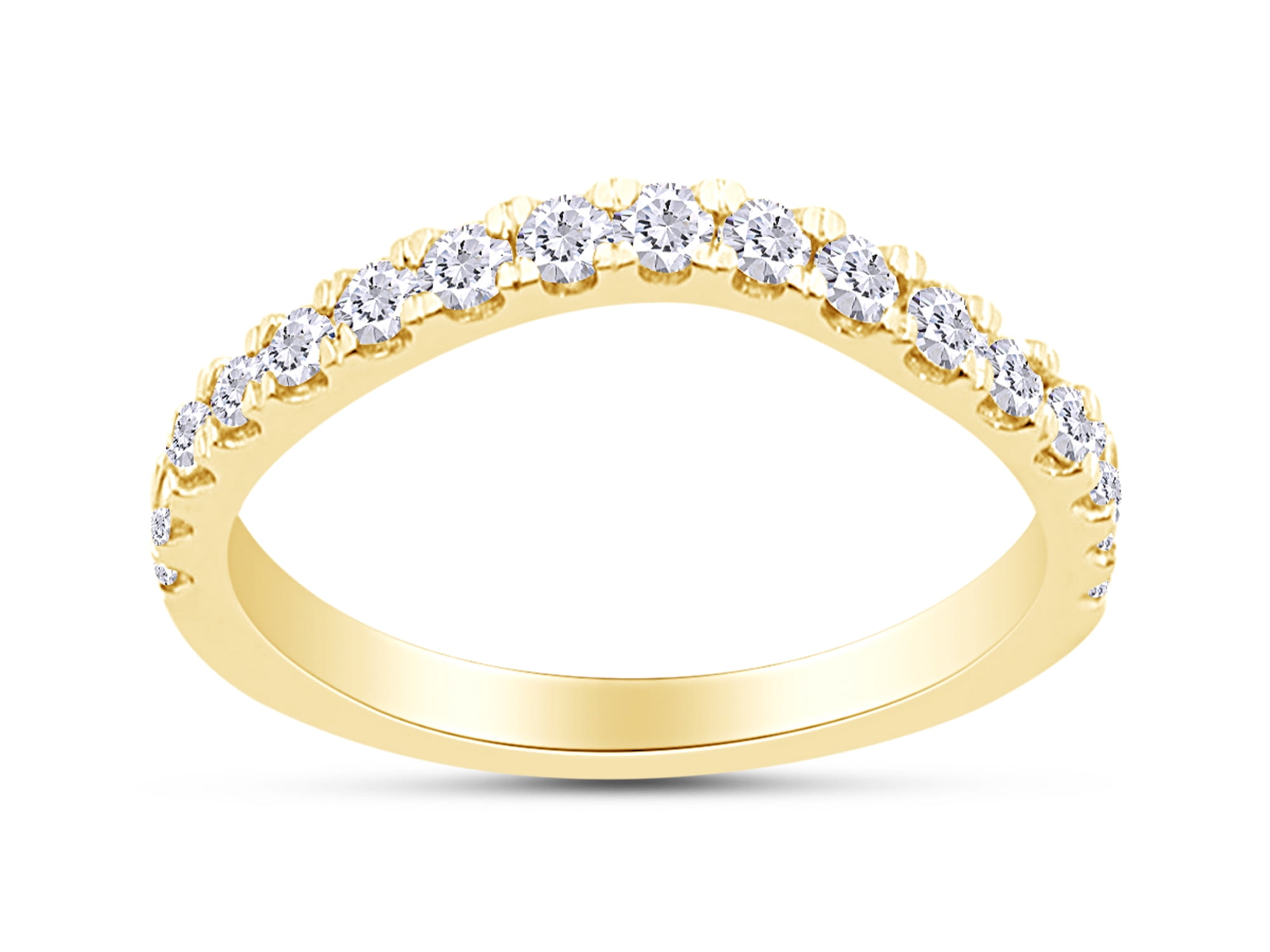 1/3 Carat Round Cut White Natural Diamond Curved Wedding Band Ring For ...