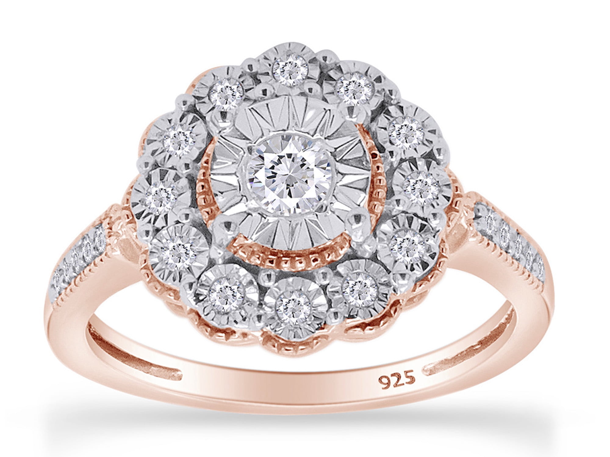 AFFY 1/3 Carat Round Cut White Natural Diamond Miracle Flower ...