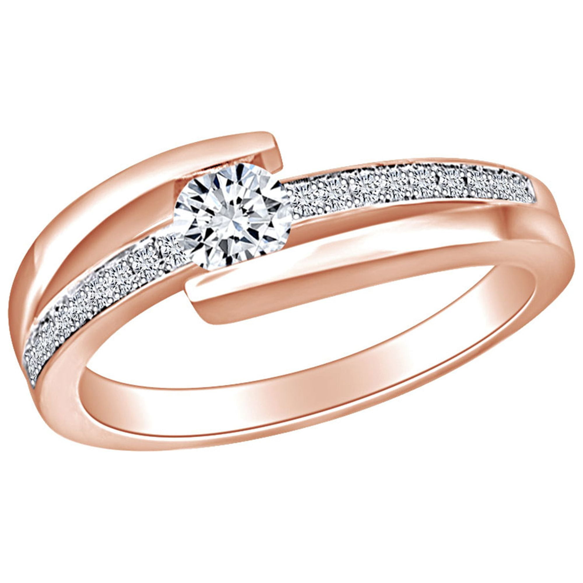 AFFY 1/3 Carat Round Shape White Natural Diamond Solitaire Cross ...