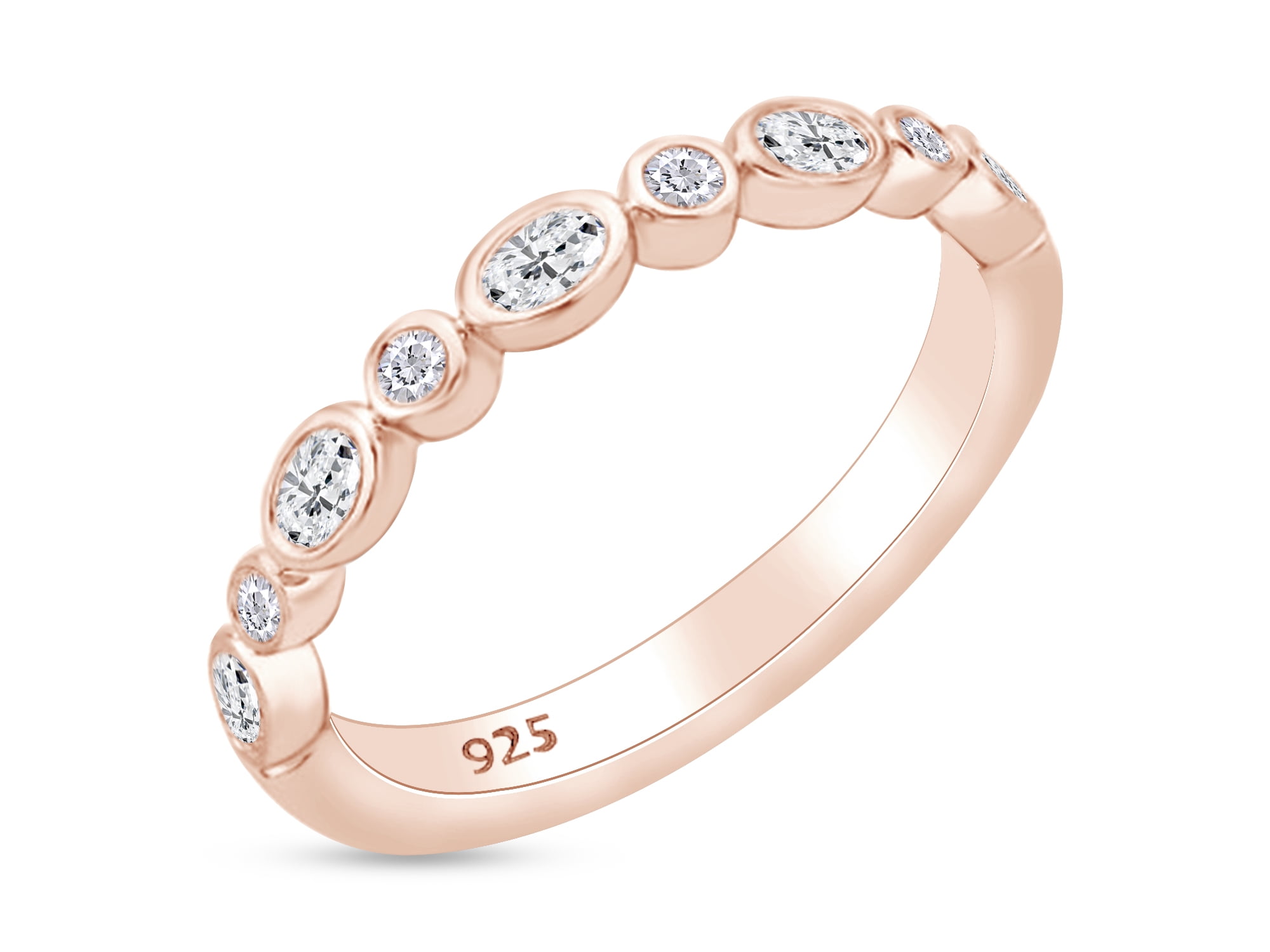 AFFY 1/3 Carat Round Shape White Natural Diamond Wedding Band Ring in ...