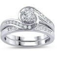 1/3 Carat T.W. Diamond Bypass Ring Bridal Set in 10kt White Gold ...