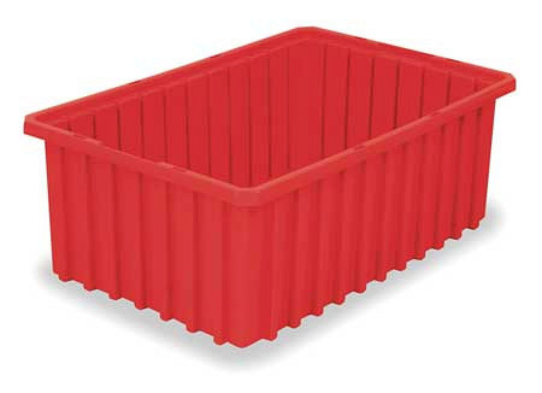 1.3 Cu Ft, 50 Lb Load Capacity Red Polypropylene Dividable Container ...