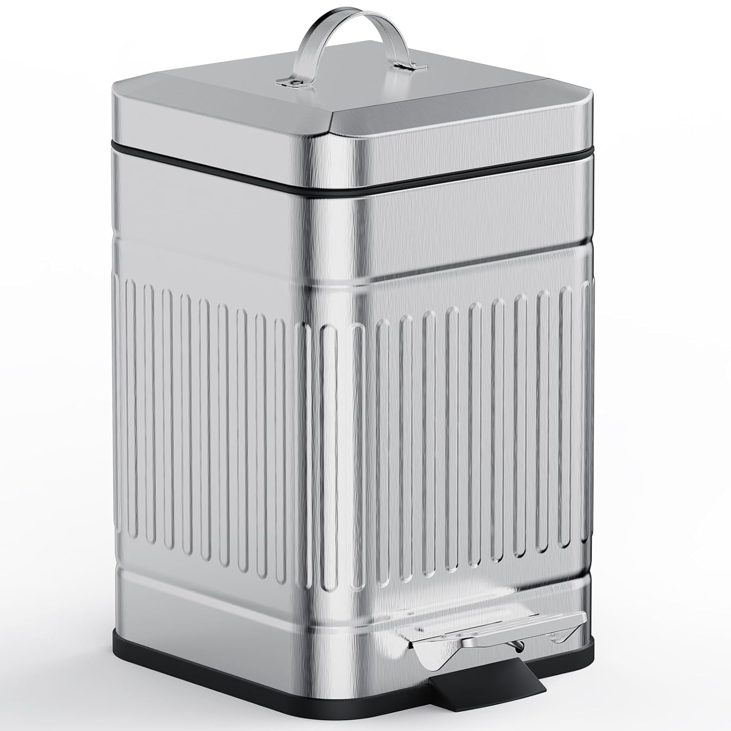 1.3 Gal Galvanized Steel Step Trash Can - Soft Close Pedal Lid ...
