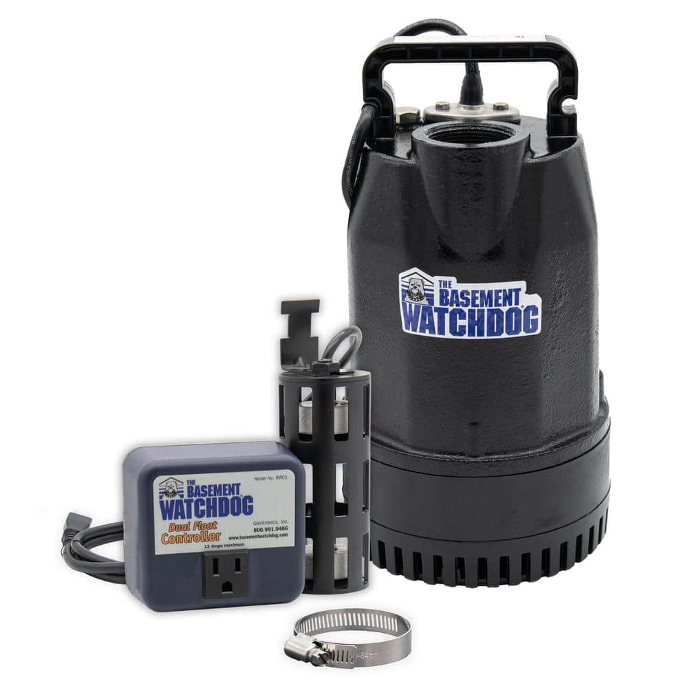 1/3 HP Cast Iron Submersible Sump Pump with Top Discharge and Caged ...
