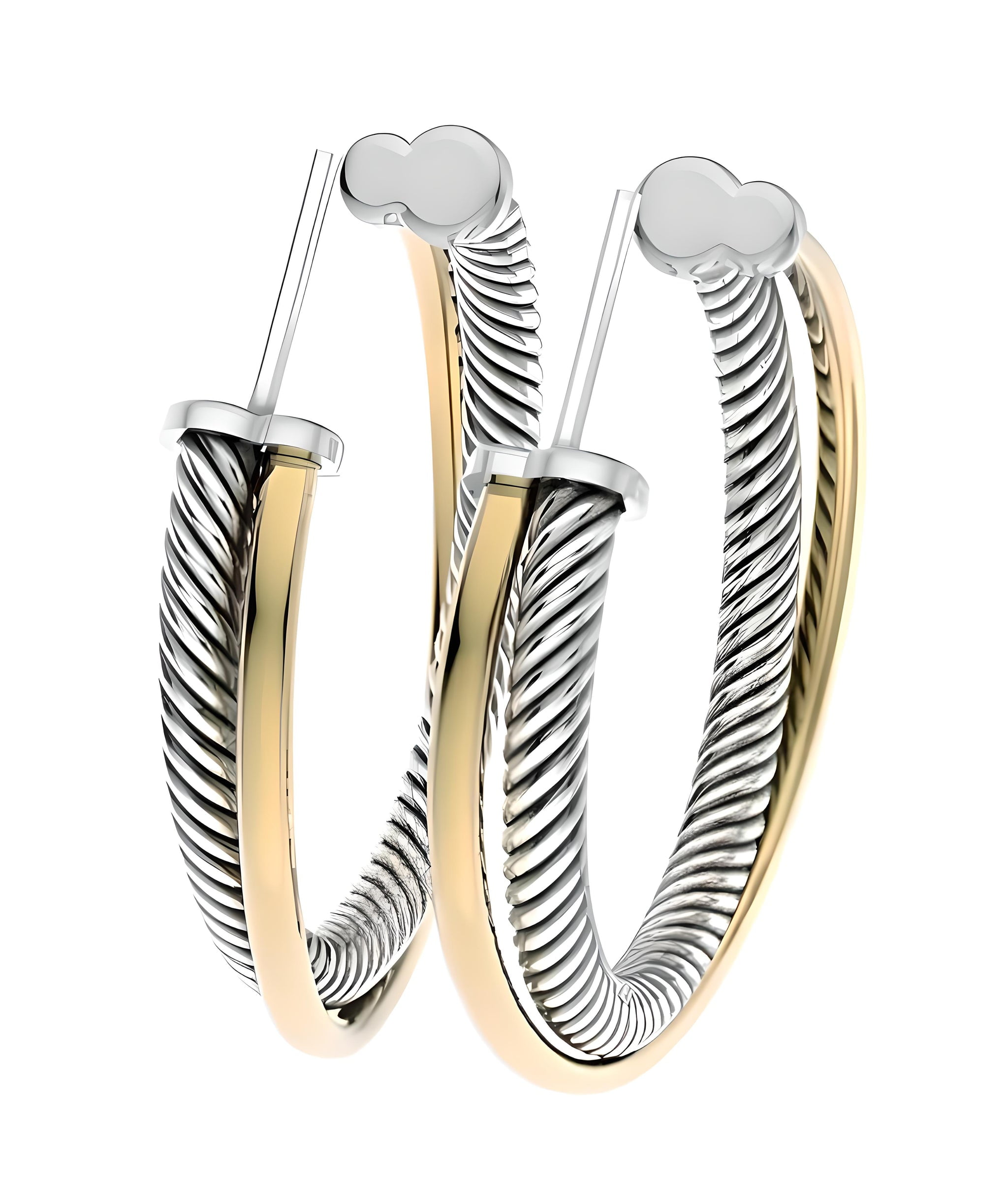 1 .3 Inch (33mm) Crossover Two-Tone Hoop Earrings in 925 Sterling ...