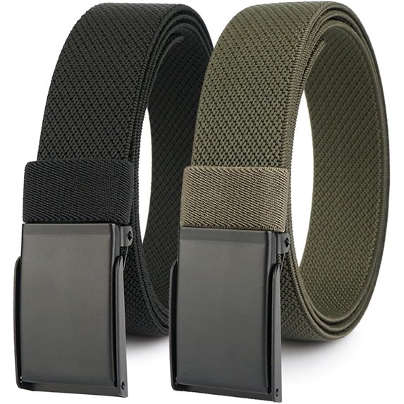 1.3” Men’s Stretch Belt, 2-Pack Flip-top Metal Buckle Golf Belt ...