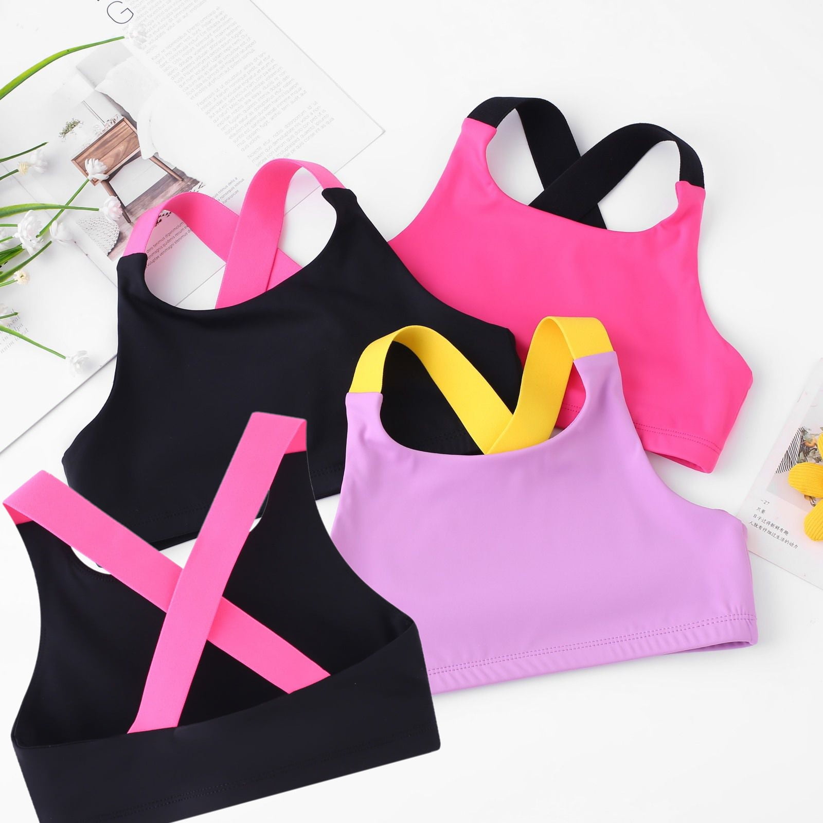1/3 Pack Girls Racerback Crop Tank Top Sleeveless Dance Cami Tops for ...