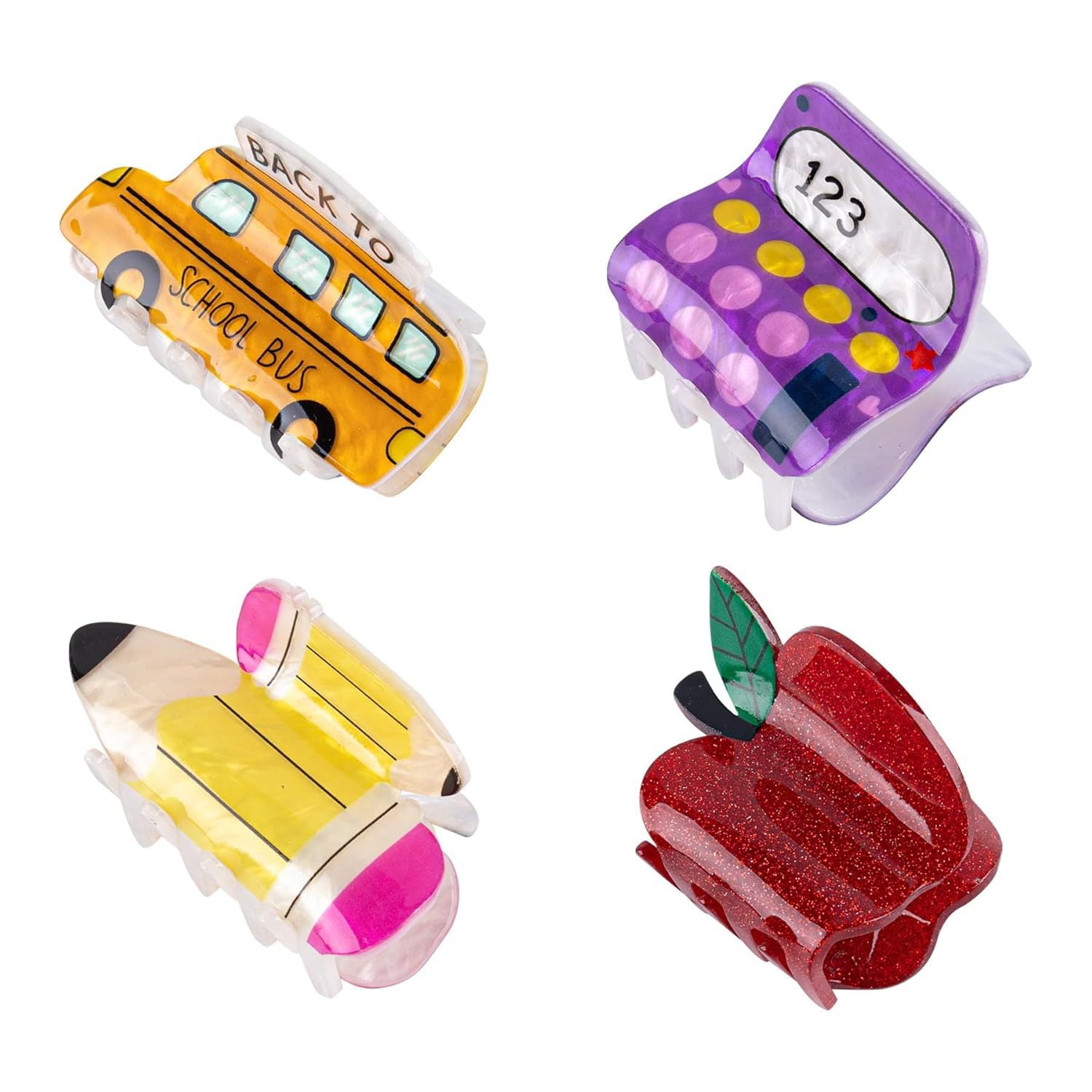 1/3 Pcs/Set Red Apple Hair Clips, Acetate Yellow Pencil Claw ,Cute ...