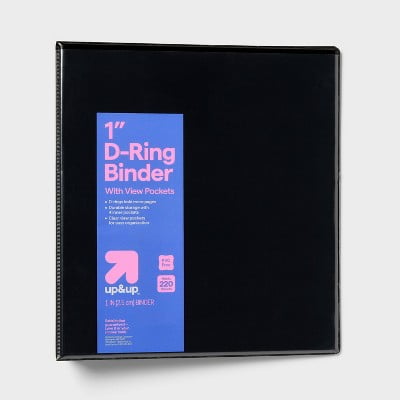 1" 3 Ring Binder Clear View Black 220 Sheet Capacity, 4 Internal ...