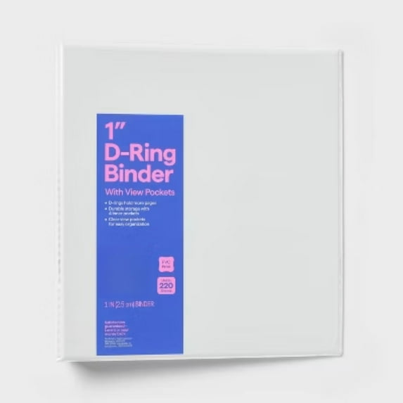 1" 3 Ring Binder Clear View - Lay-Flat Design with See-Through Cover ...