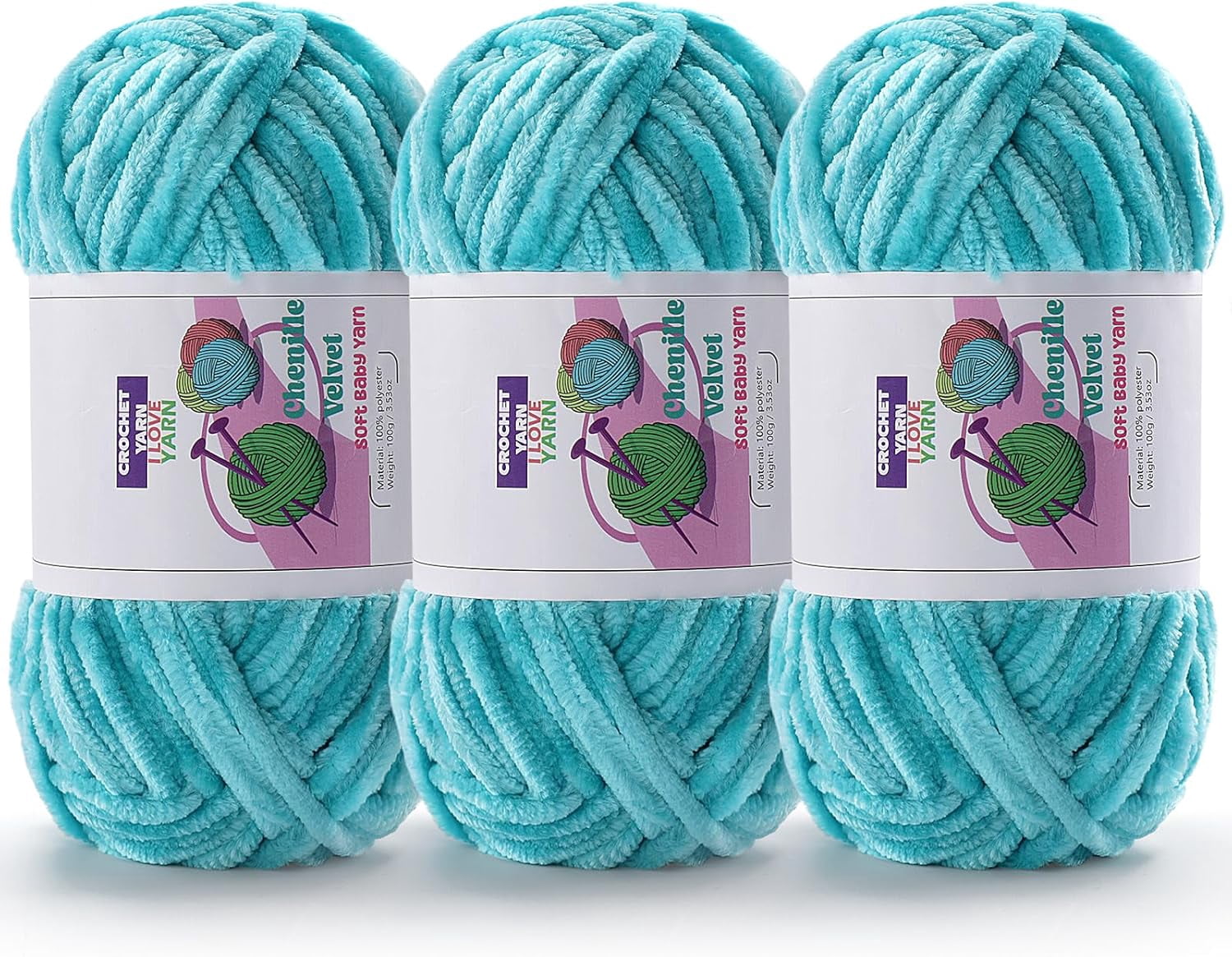 1/3 Skeins Velvet Chunky Yarn, Chenille Yarn for Crocheting and Hand ...