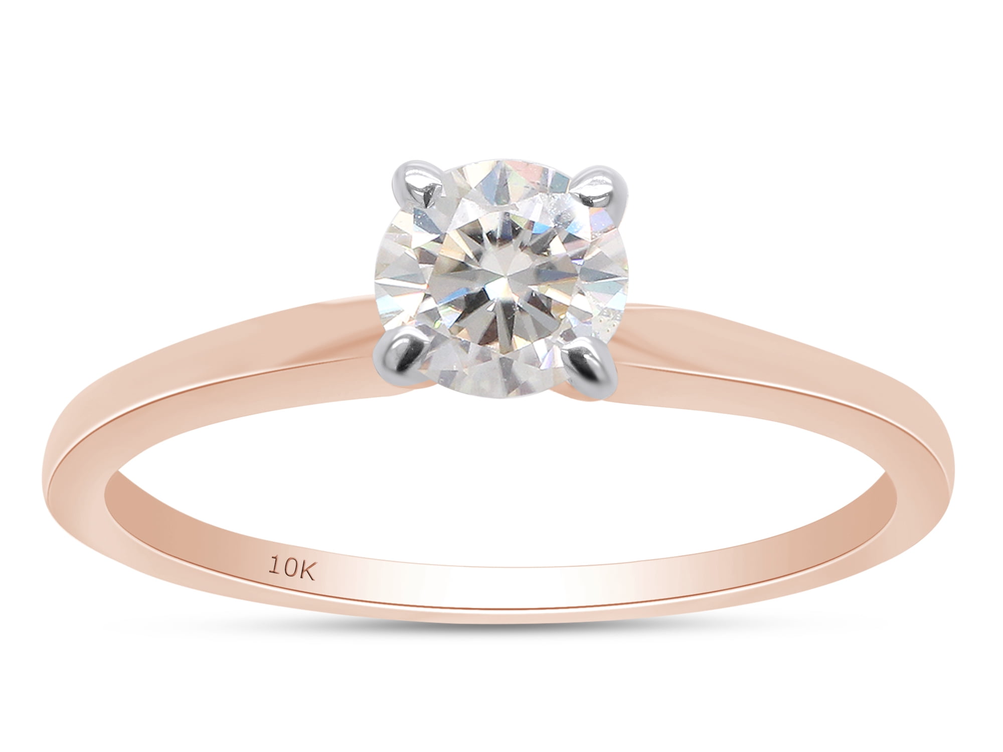 AFFY 0.35CT Round Moissanite Diamond Solitaire Engagement Ring for ...