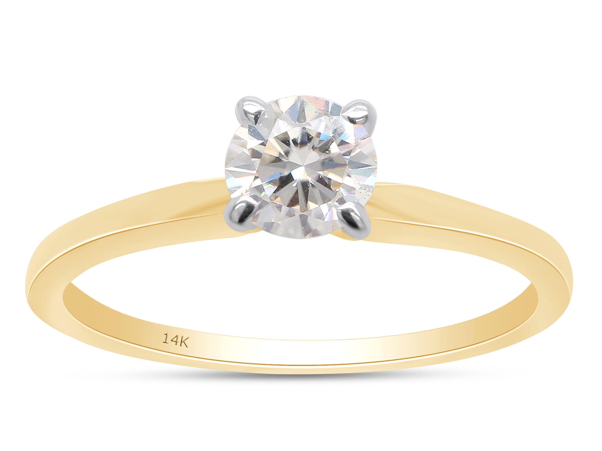 AFFY 0.35CT Round Moissanite Diamond Solitaire Engagement Ring for ...