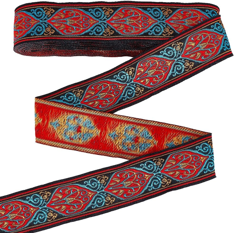 1.3 inch/3.3cm Wide Jacquard Ribbon Floral Embroidered Boho Lace Trim ...