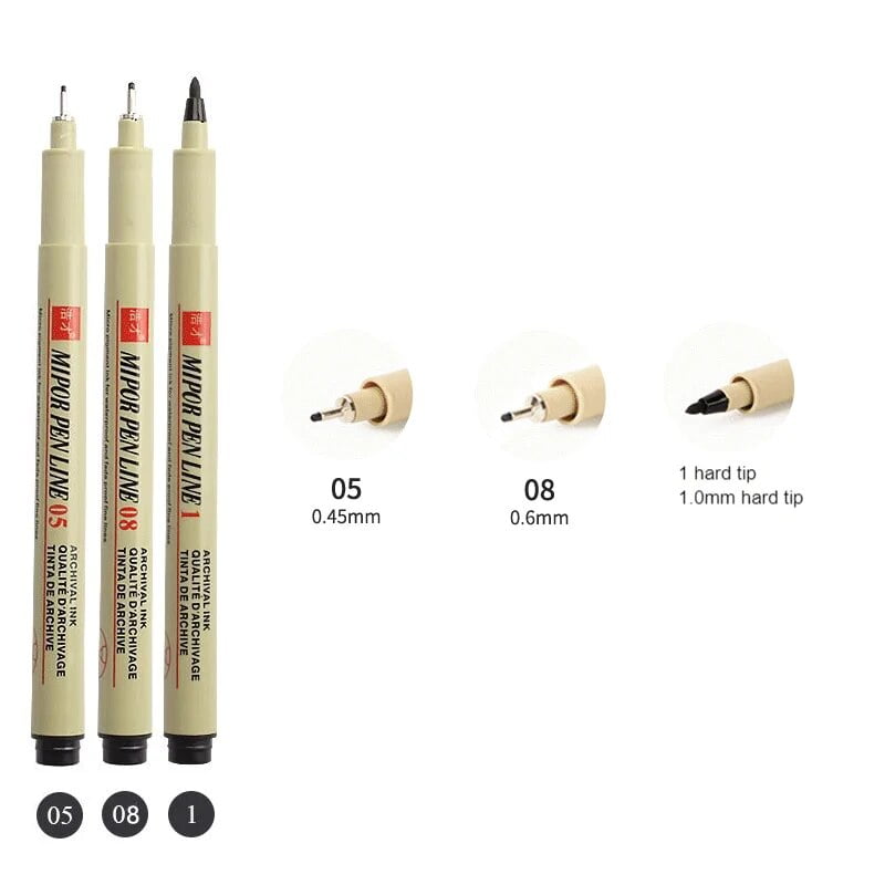 1/ 3 pcs Pigment Liner Micron Pen Neelde Drawing Manga Pen Brush Art ...