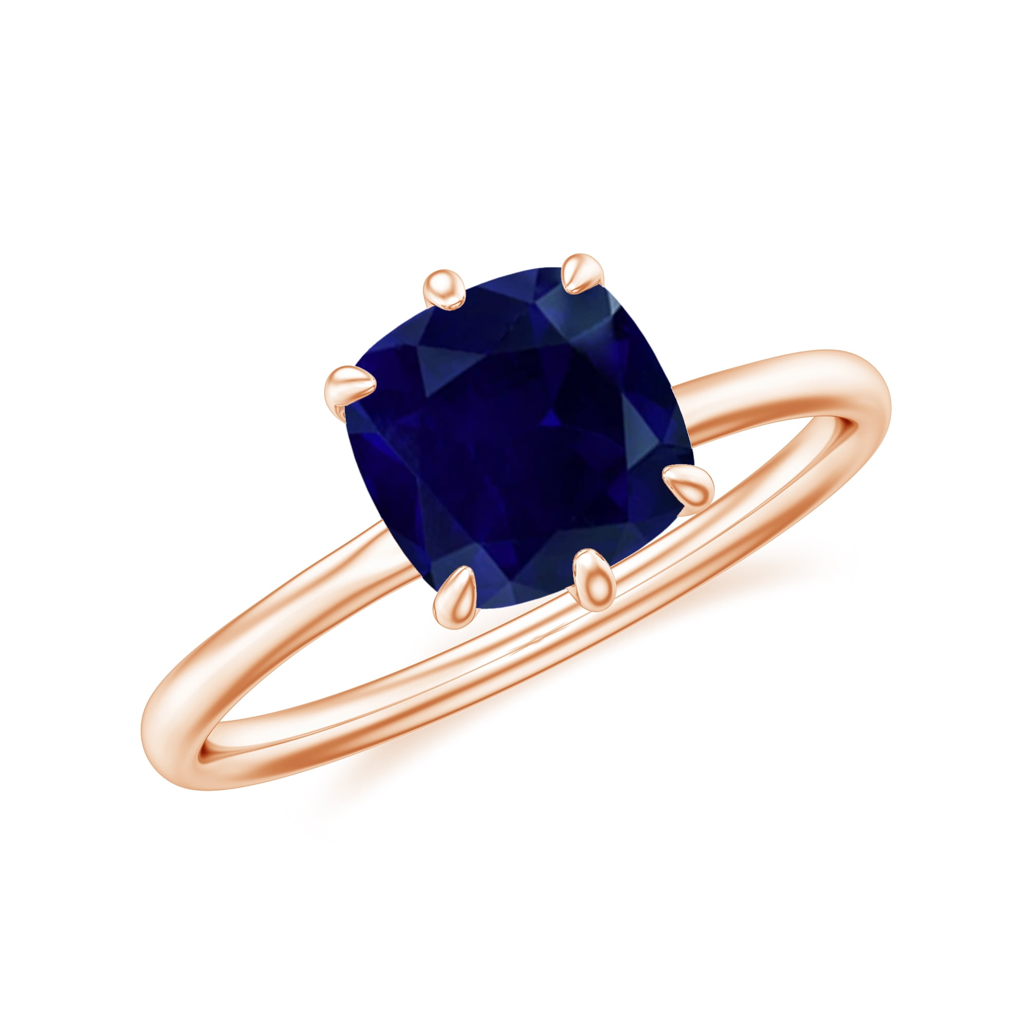 1.30 CT Cushion Shaped 6-Prong Set Solitaire Blue Sapphire Engagement ...