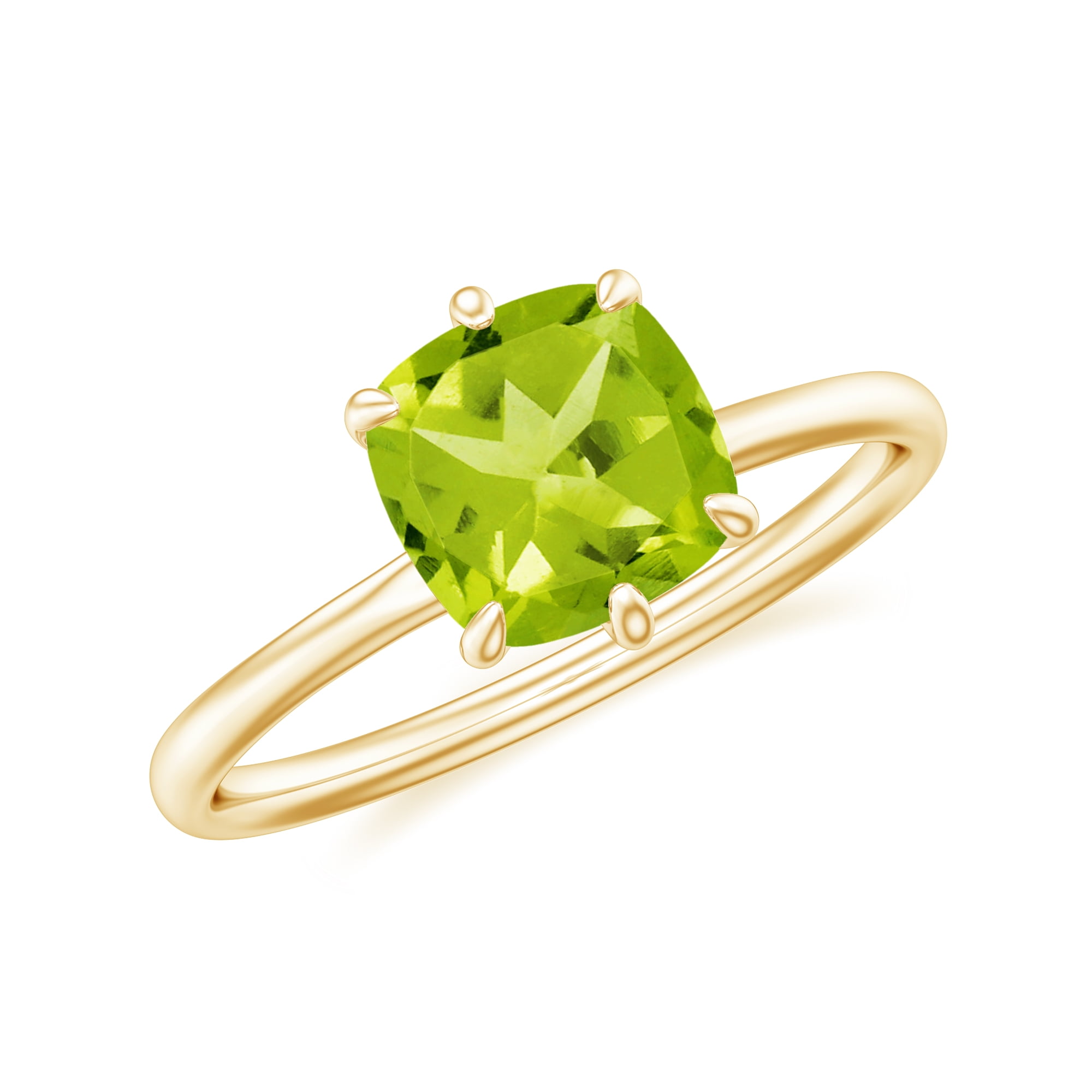 1.30 CT Cushion Shaped 6-Prong Set Solitaire Peridot Engagement Ring in ...