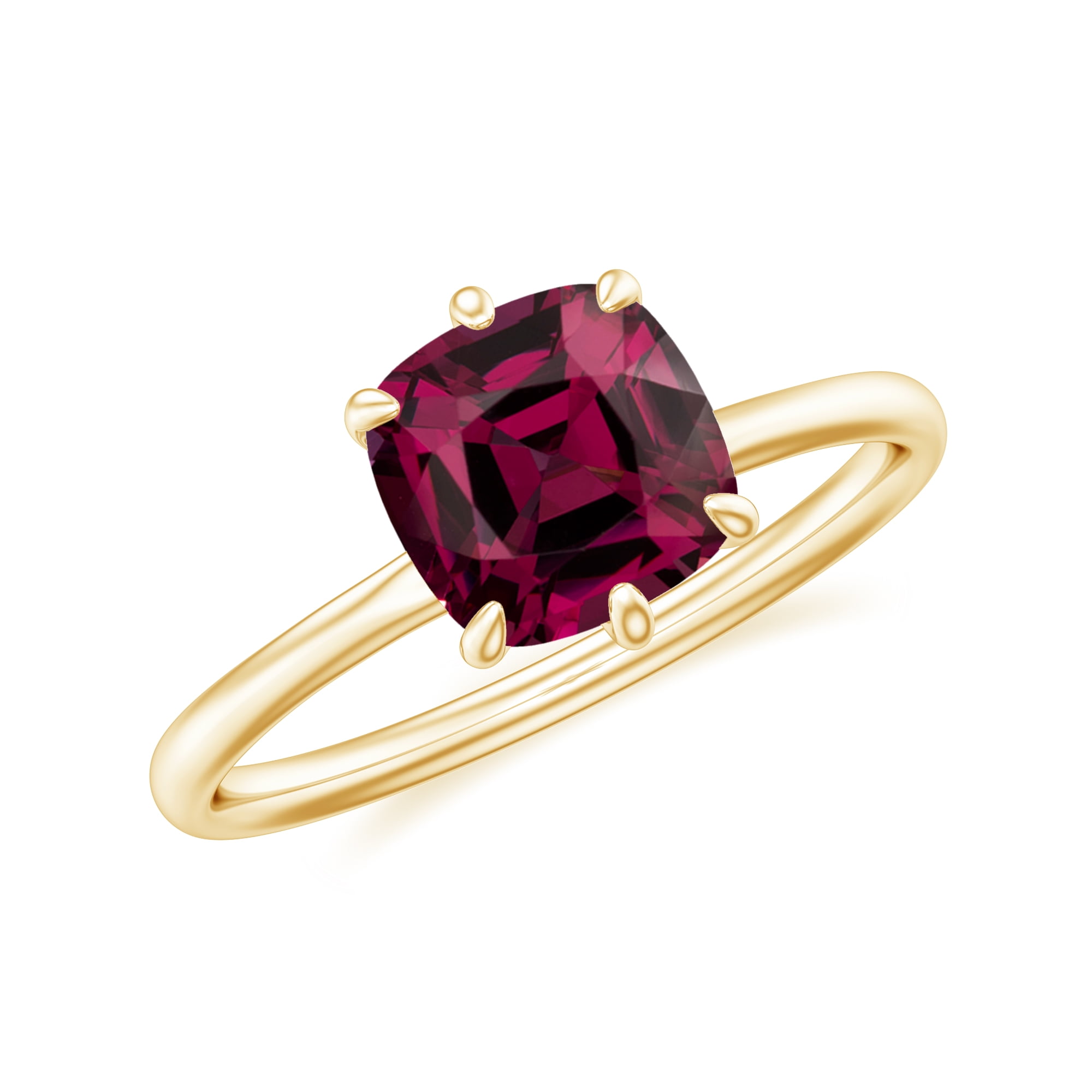 1.30 CT Cushion Shaped 6-Prong Set Solitaire Rhodolite Engagement Ring ...