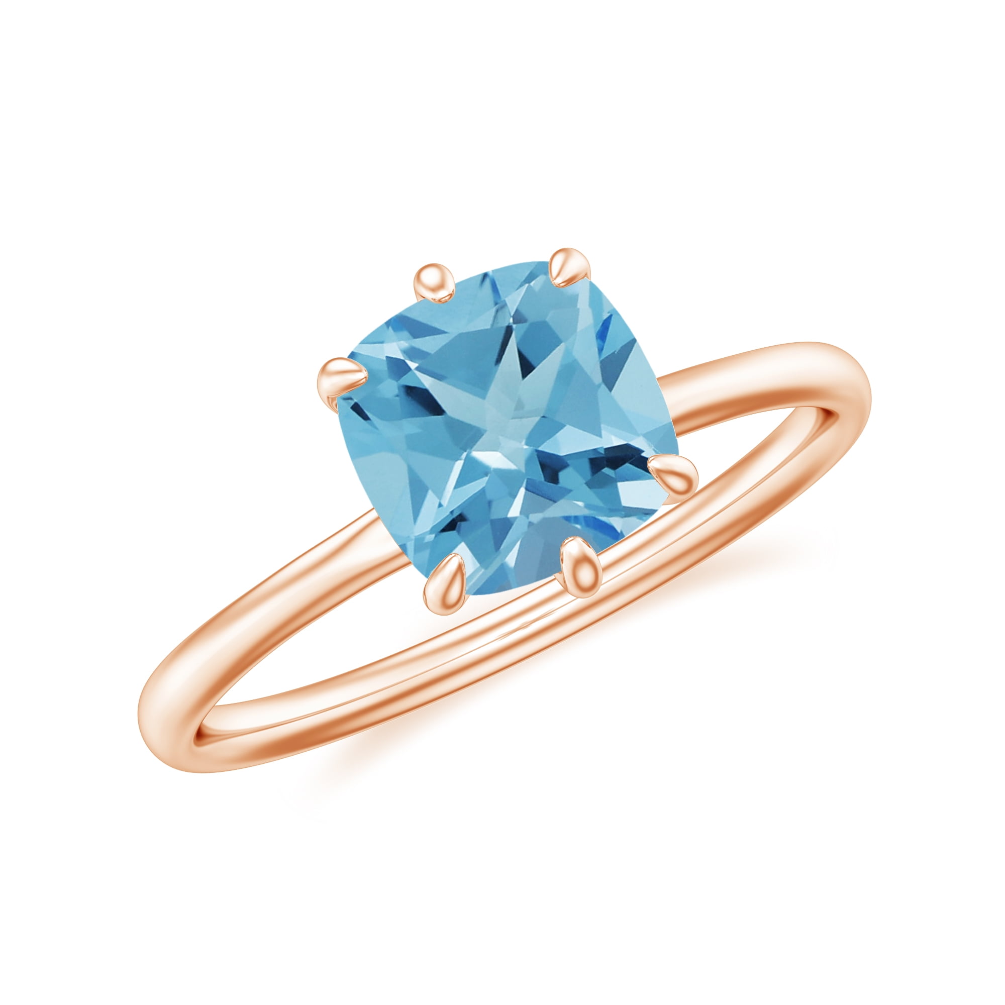 1.30 CT Cushion Shaped 6-Prong Set Solitaire Swiss Blue Topaz ...