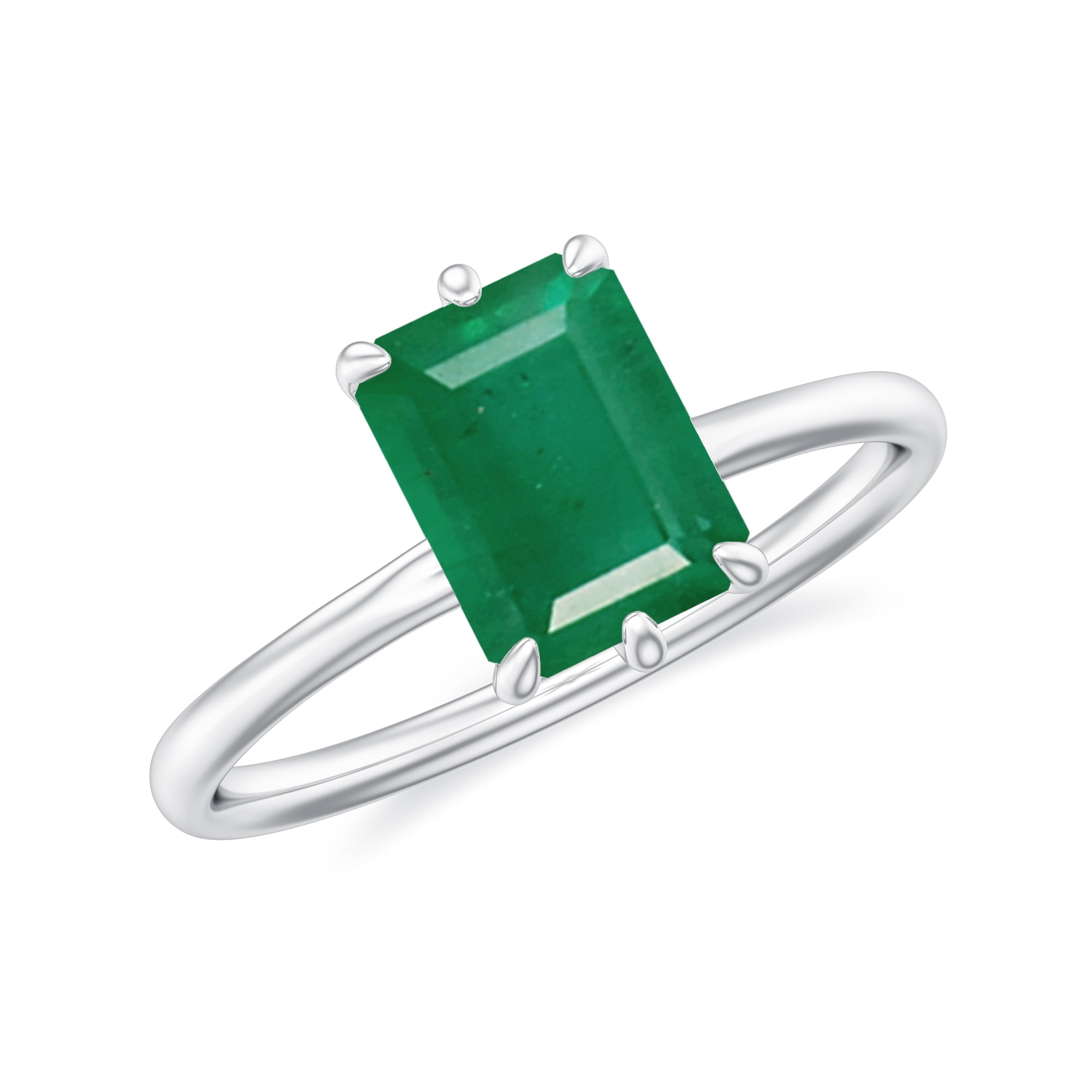 1.30 CT Emerald Cut 6-Prong Set Solitaire Emerald Engagement Ring in ...