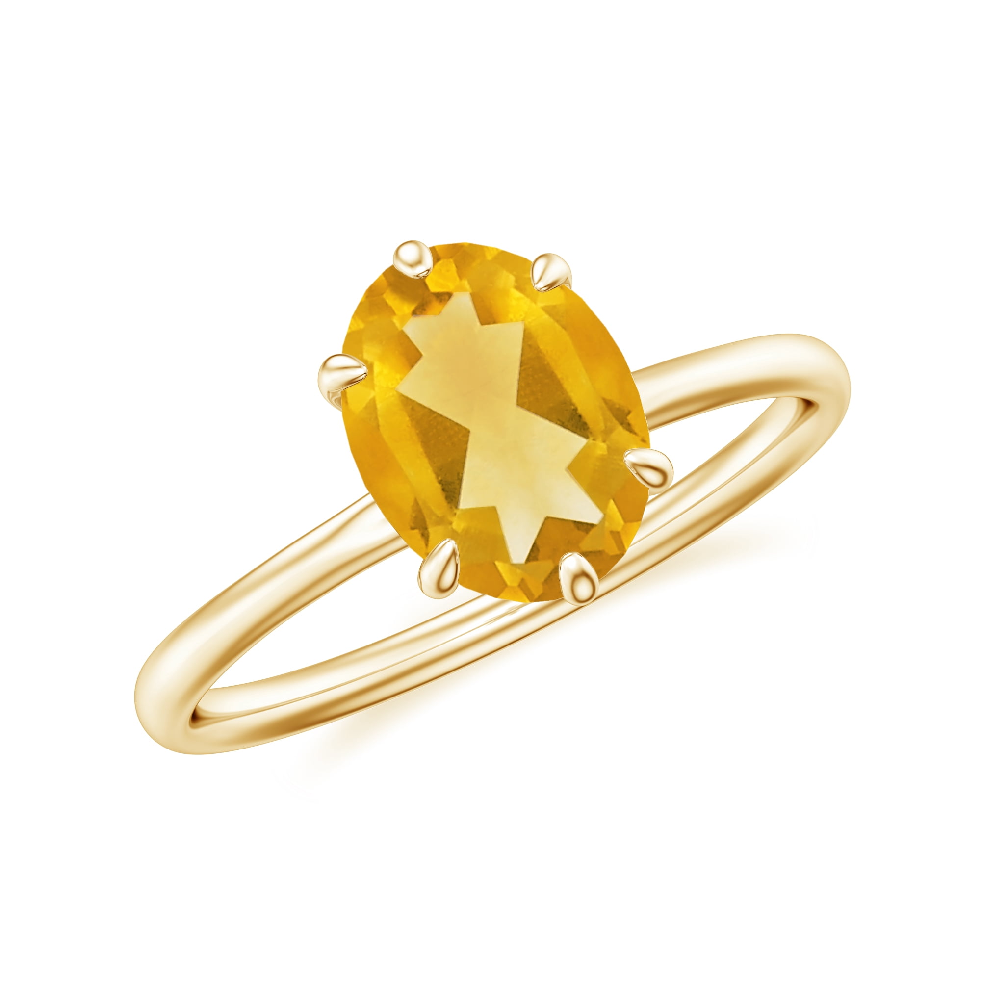 1.30 CT Oval Shaped 6-Prong Set Solitaire Citrine Engagement Ring in ...