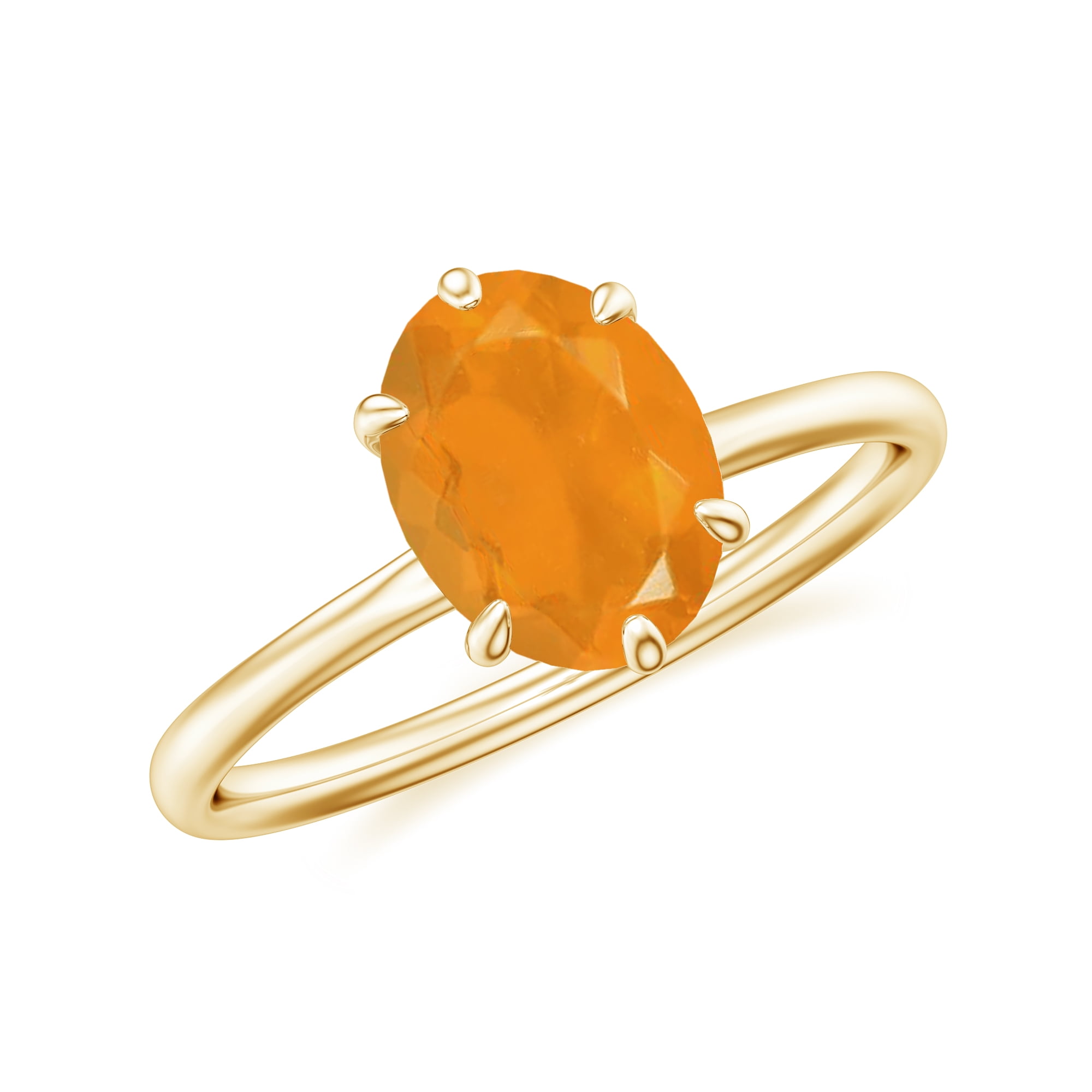 1.30 CT Oval Shaped 6-Prong Set Solitaire Fire Opal Engagement Ring in ...