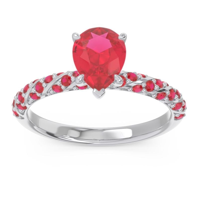 1.30 Carat Pear Cut Shiny Red Ruby Gemstone Engagement Ring for Women ...