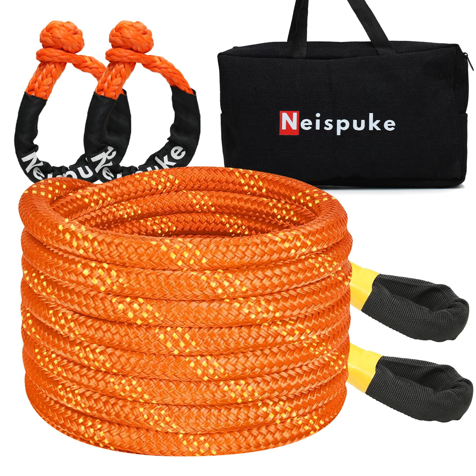 1"×30ft Kinetic Recovery Tow Rope, with 2 Soft Shackles Offroad ...