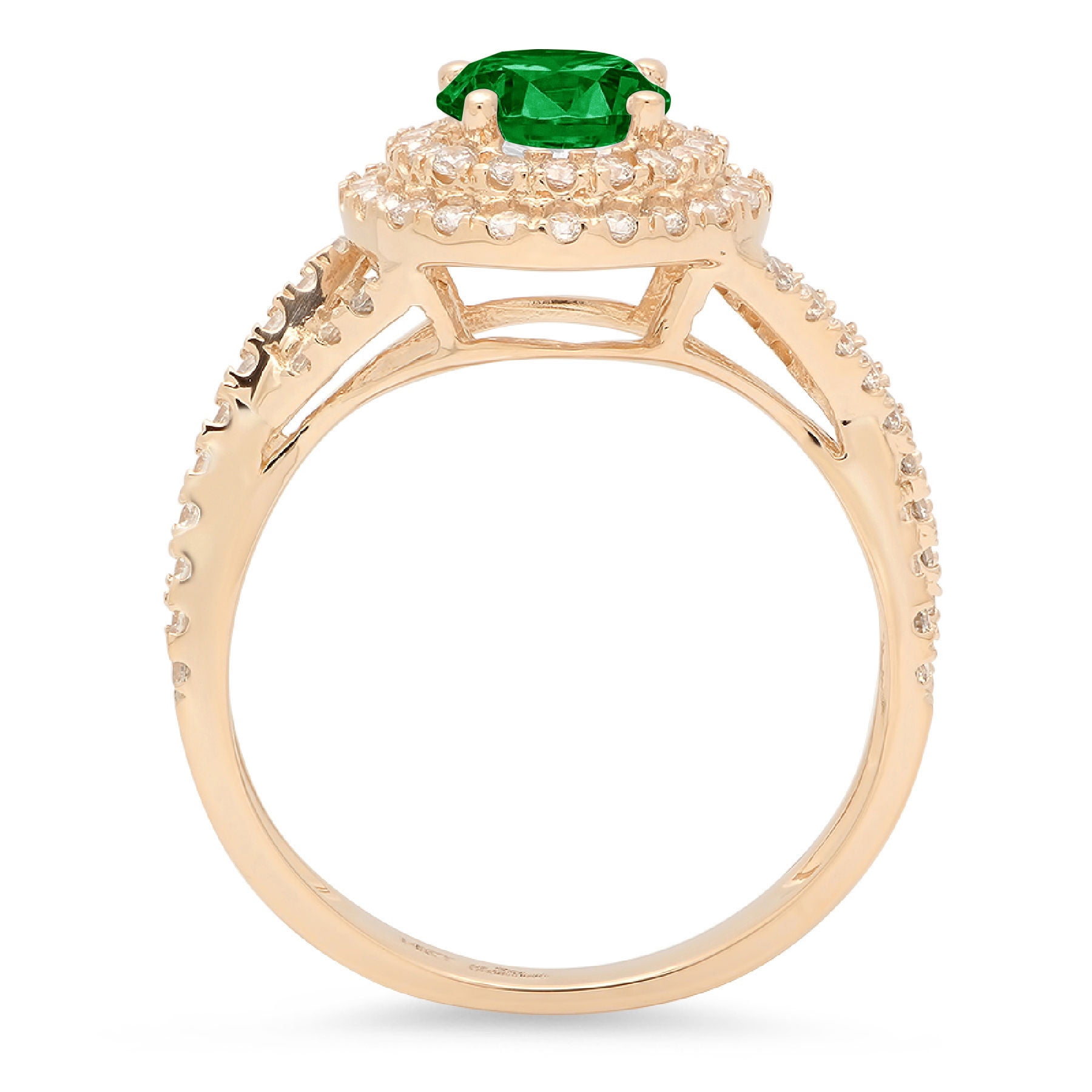 1.3125 ct Round Cut Simulated Emerald Halo Engagement Ring for Women in ...