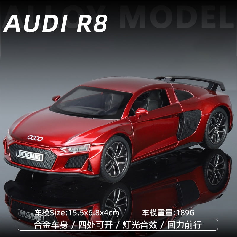 1:32 Audi R8 Supercar Alloy Car Model Sound and Light Pull Back ...