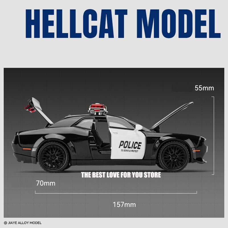 1:32 Dodge Hellcat Poloce Toy Car Die Cast Metel Cars Toy Pull Back ...