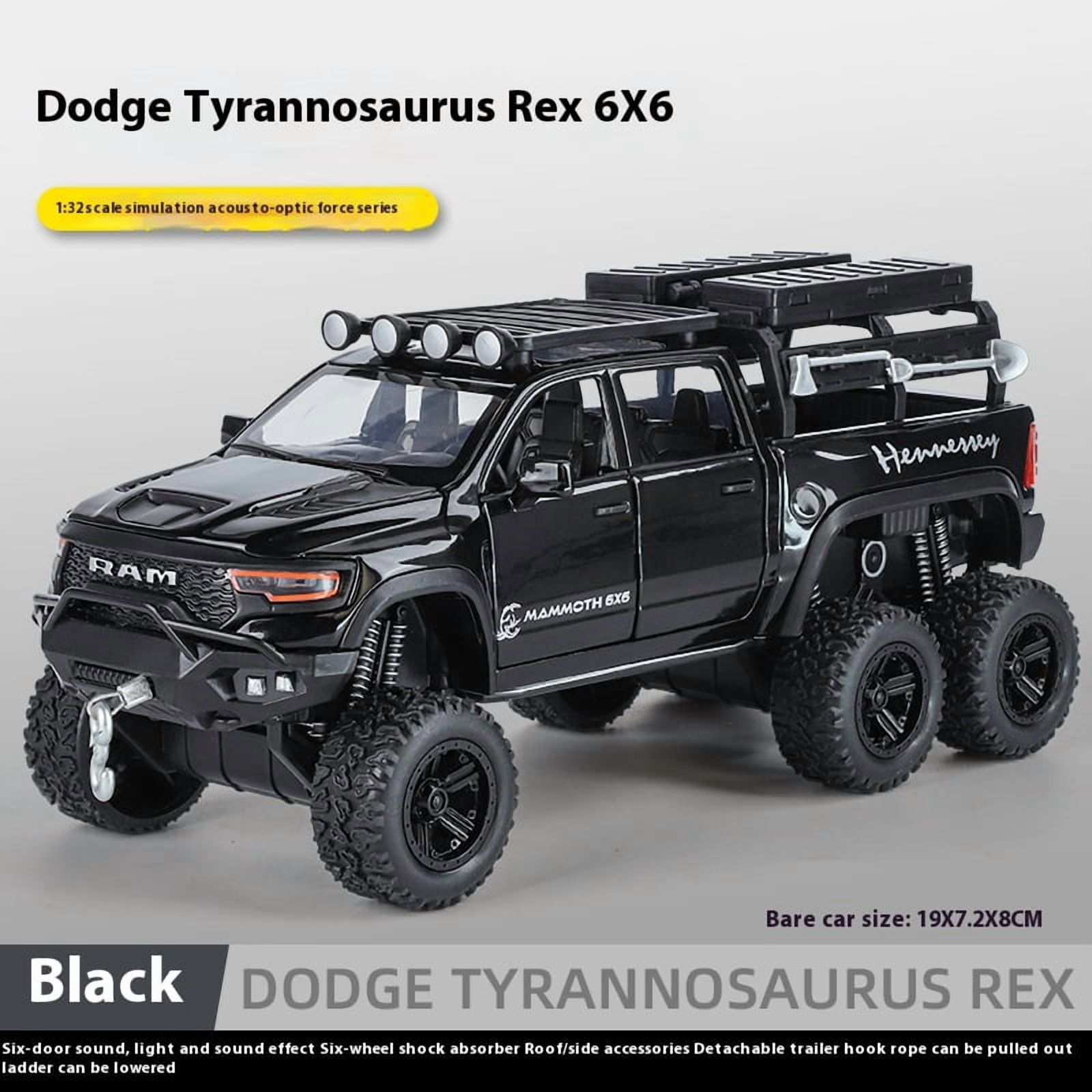 1:32 Dodge RAM 1500 TRX 6X6 Tyrannosaurus Rex Picku Alloy Car Model ...