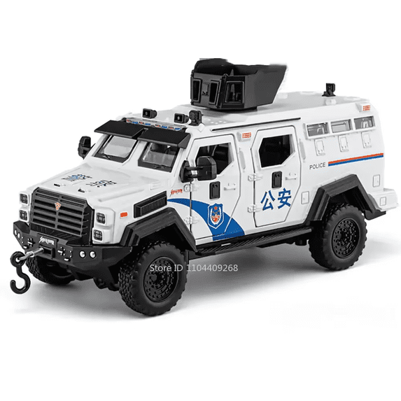 1:32 Dongfeng Mengshi Sabertooth Police Car Model Toy Sound Light Pull ...