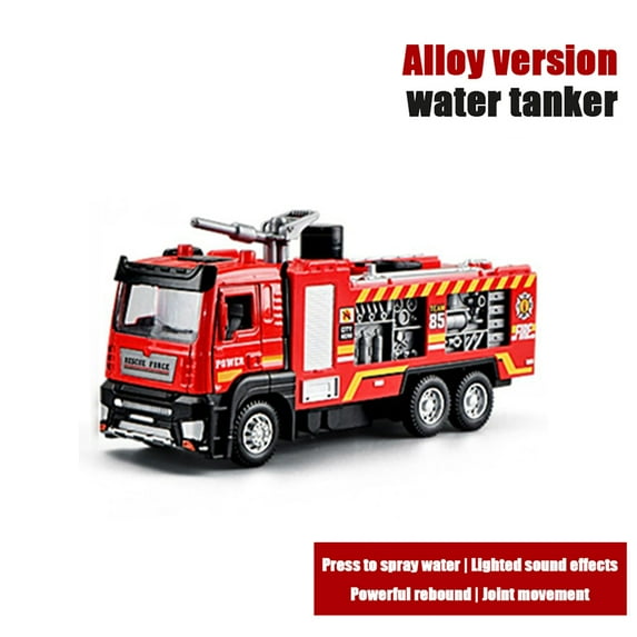 1/32 Fire Truck Model Water Spray Fire Rescue Toy Car Die-cast Light ...