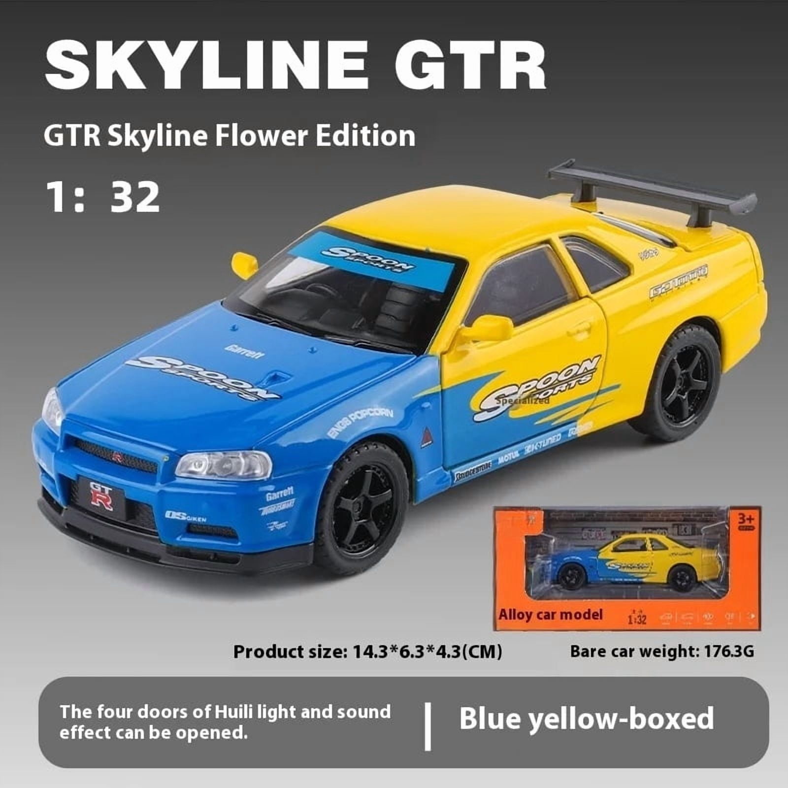 1:32 GTR Skyline R32 Paint Simulation Alloy Car Model Children's Toy ...