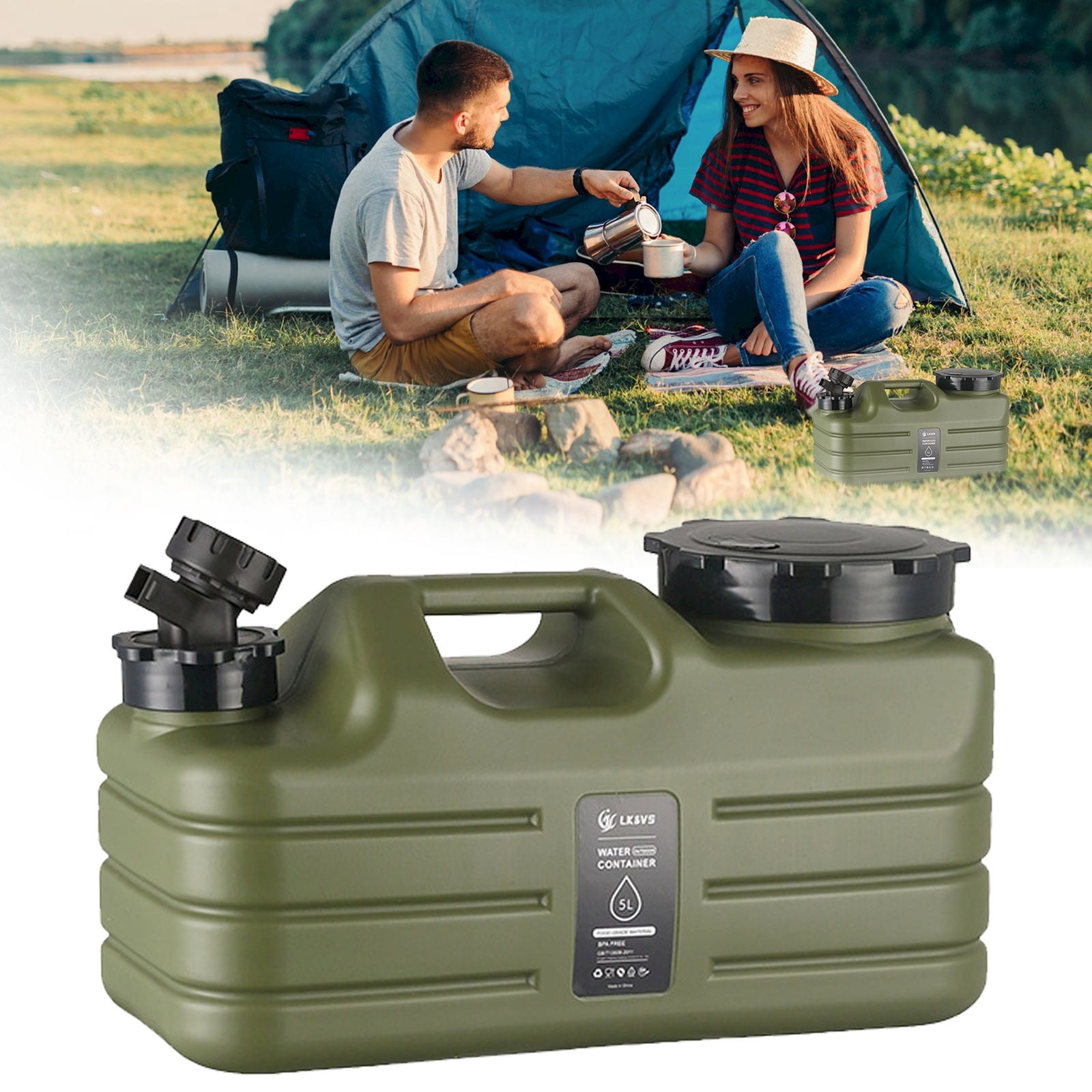 1.32 Gallon Camping Water Jug with Spout, No Leakage Food Grade Camping ...