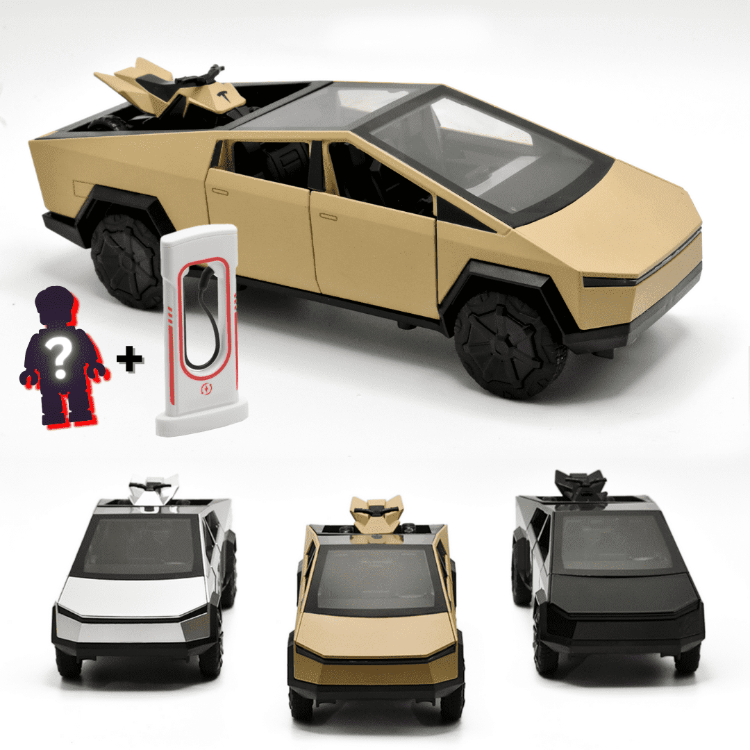 Gold Cyber Toy Pickup Truck Model Car with ATV, Charging Stand Bonus ...